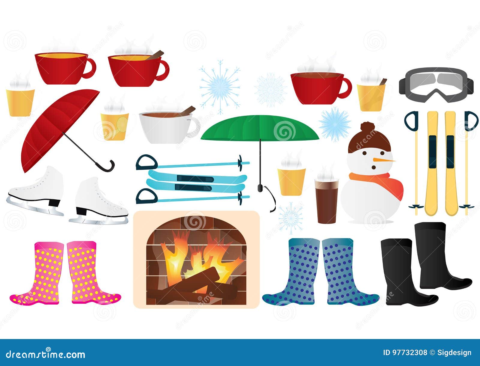 Winter Elements Vector Icons Stock Vector - Illustration of coffee ...