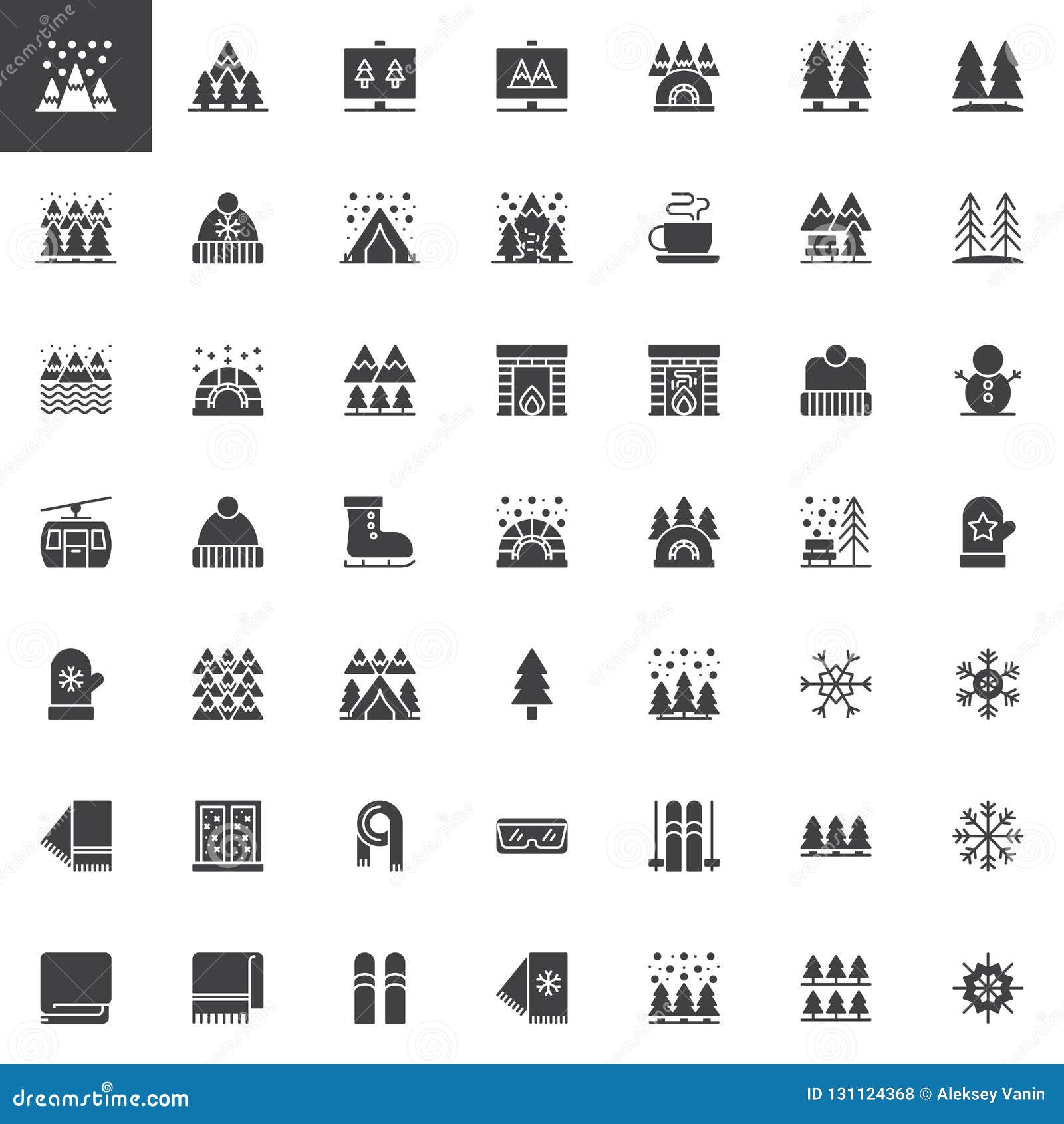 Winter Elements Vector Icons Set Stock Vector - Illustration of mitten ...