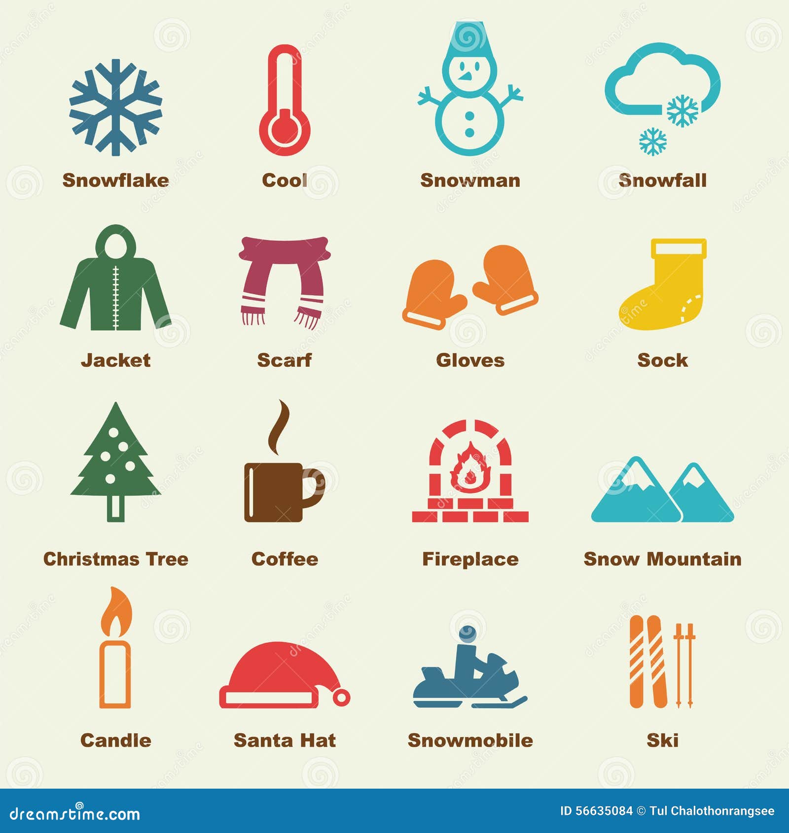 Winter elements stock vector. Illustration of gloves - 56635084