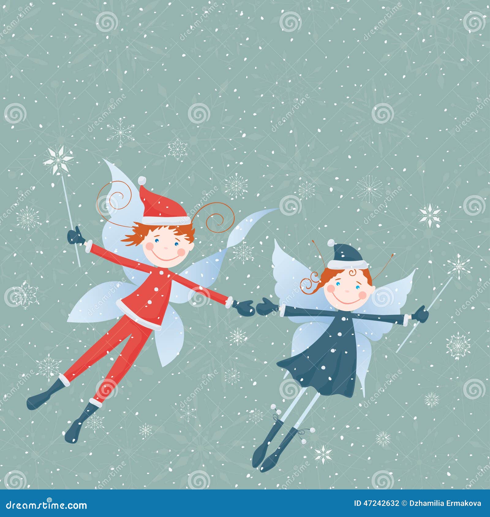 Winter elves stock vector. Illustration of childhood - 47242632