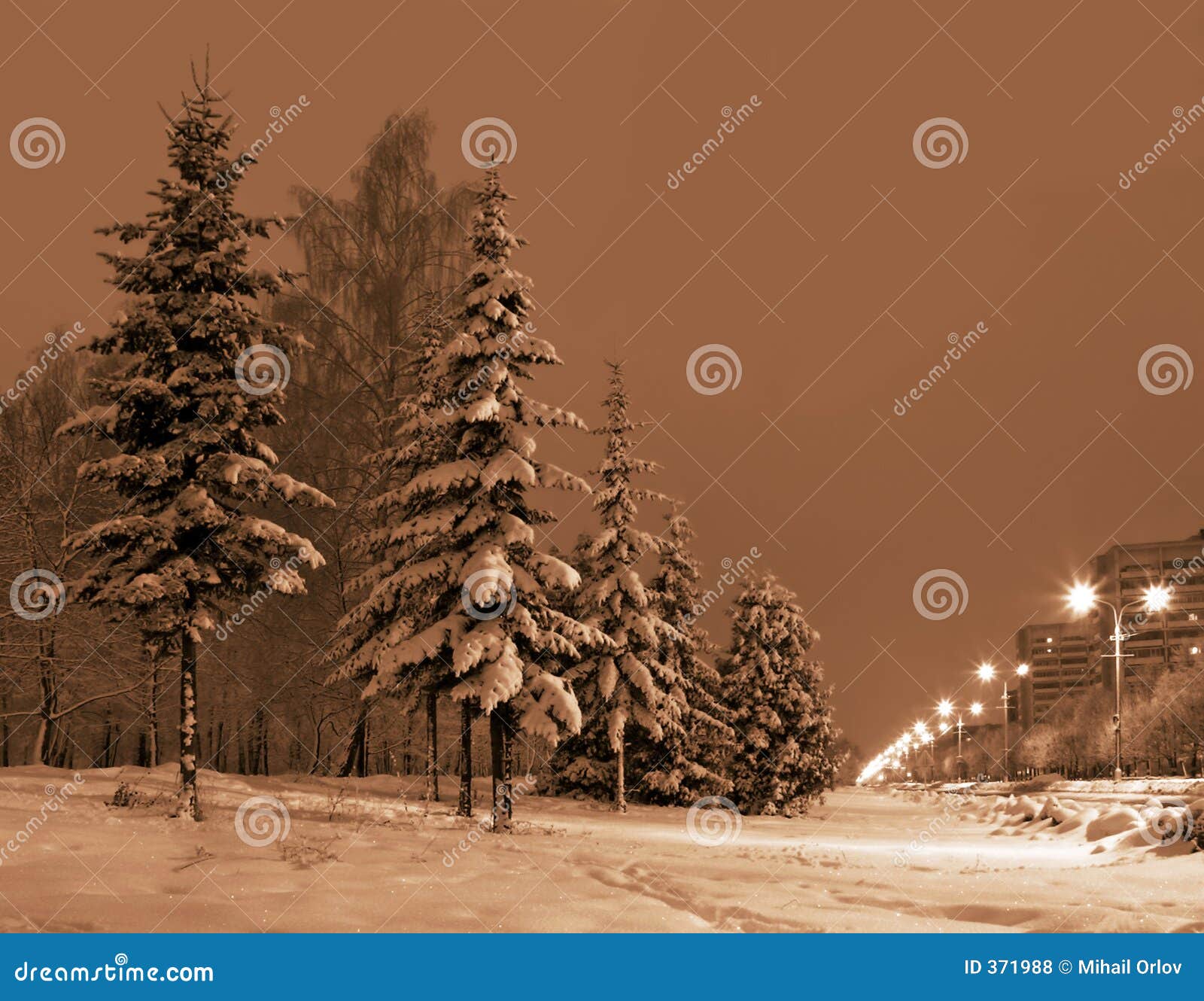Winter evening in city. stock photo. Image of white, lanterns - 371988