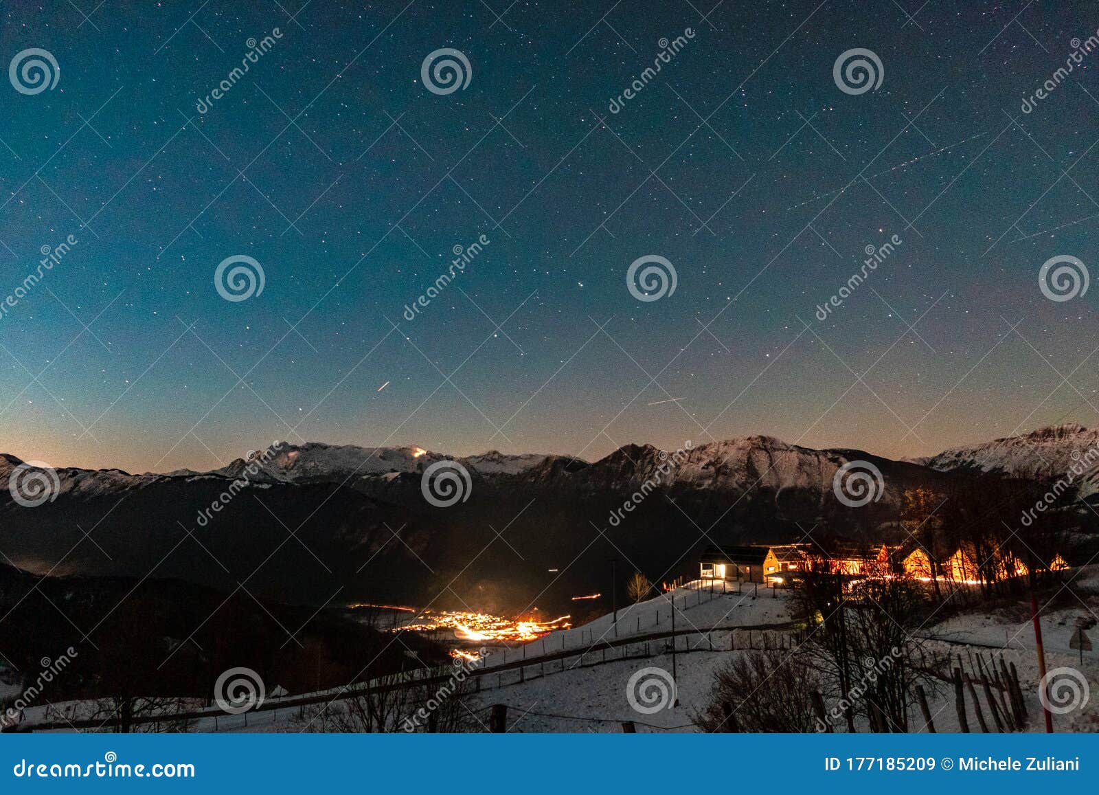 Winter Evening in the Julian Alps Stock Image - Image of dark ...
