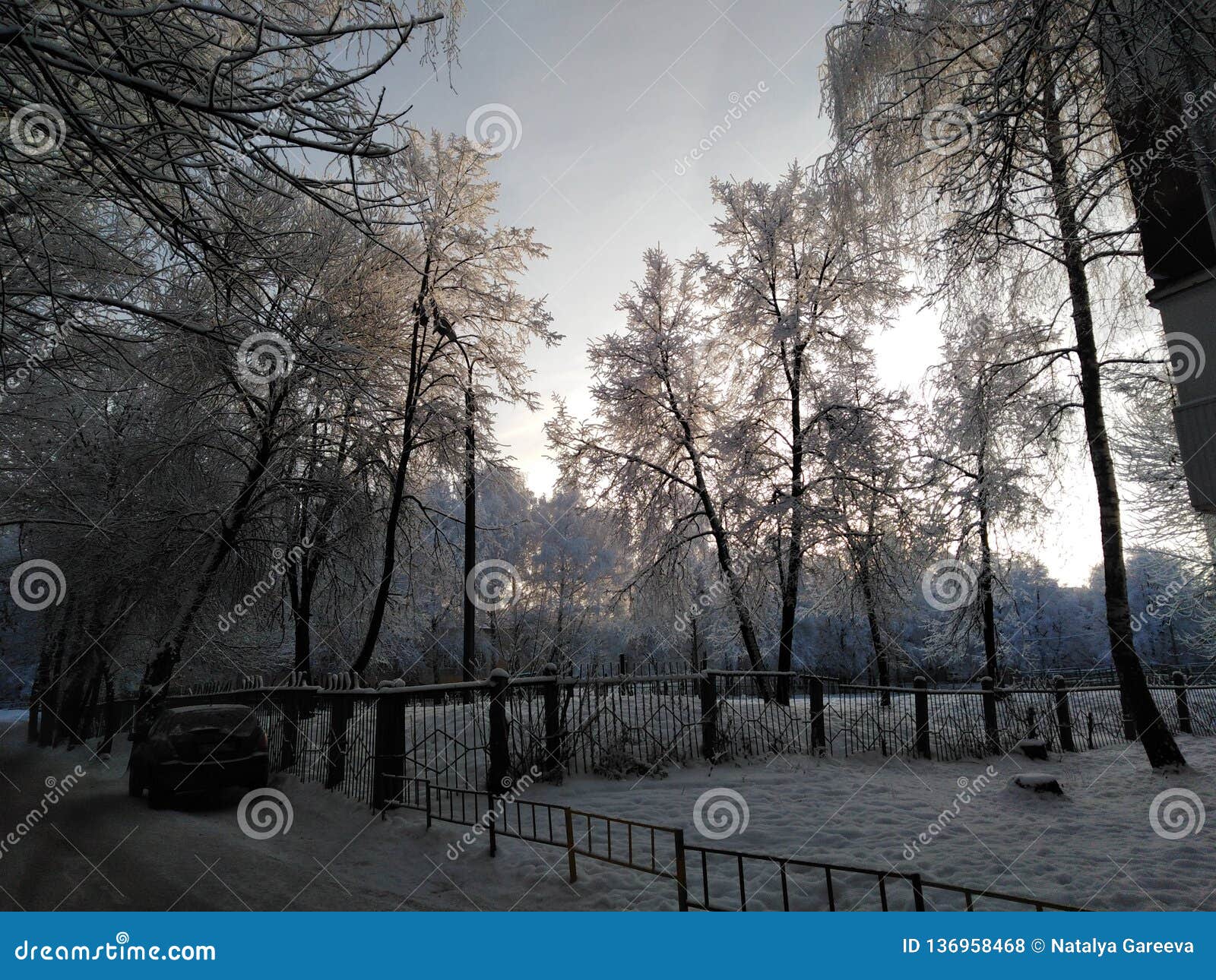 Winter evening stock photo. Image of winter, russian - 136958468