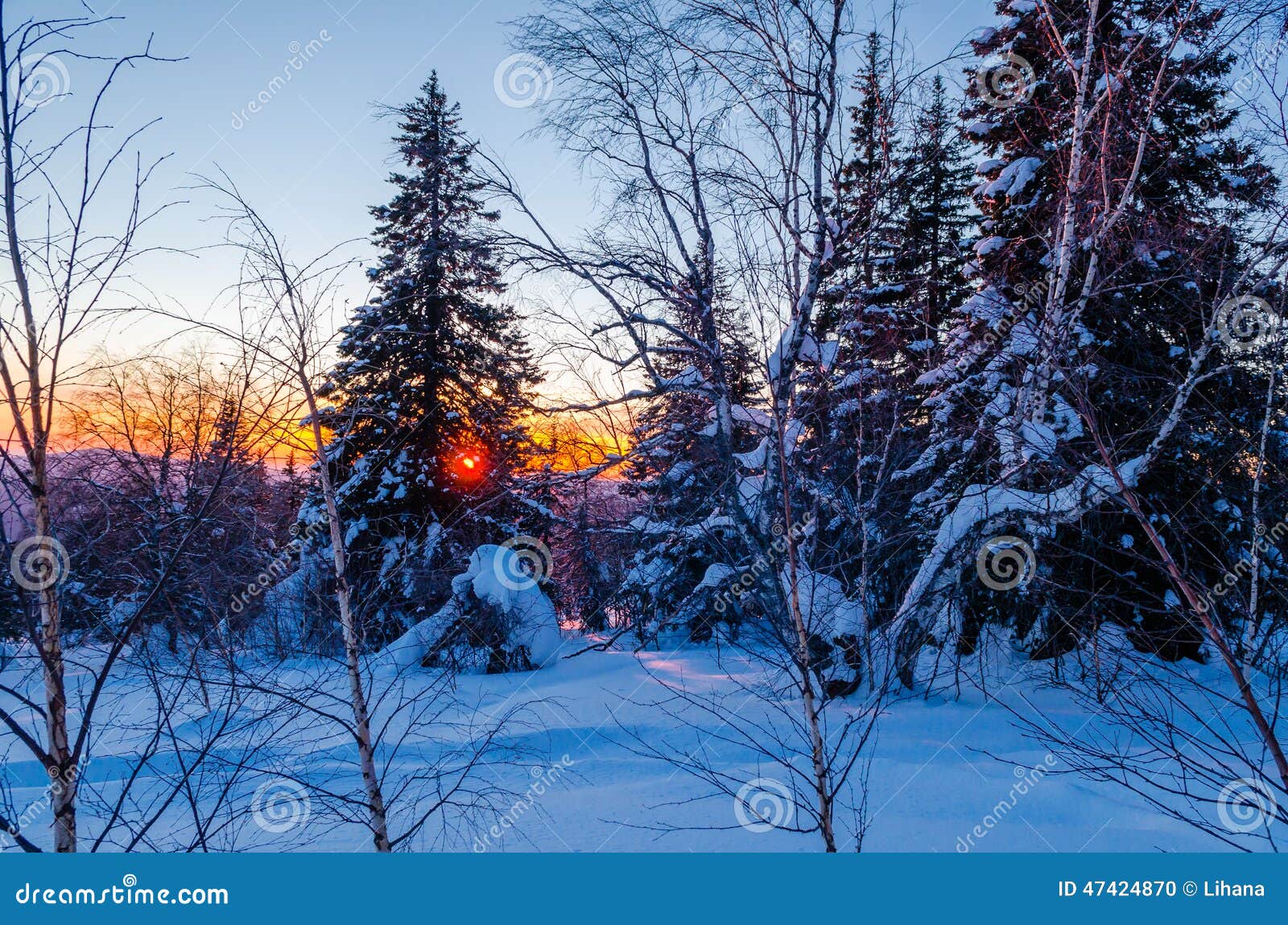 Winter Evening in the Ural Mountains Stock Photo - Image of christmas ...