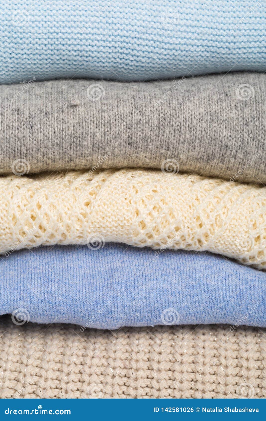 Winter and Fall Cozy Sweaters Stack, Woolen Sweaters Stock Photo ...