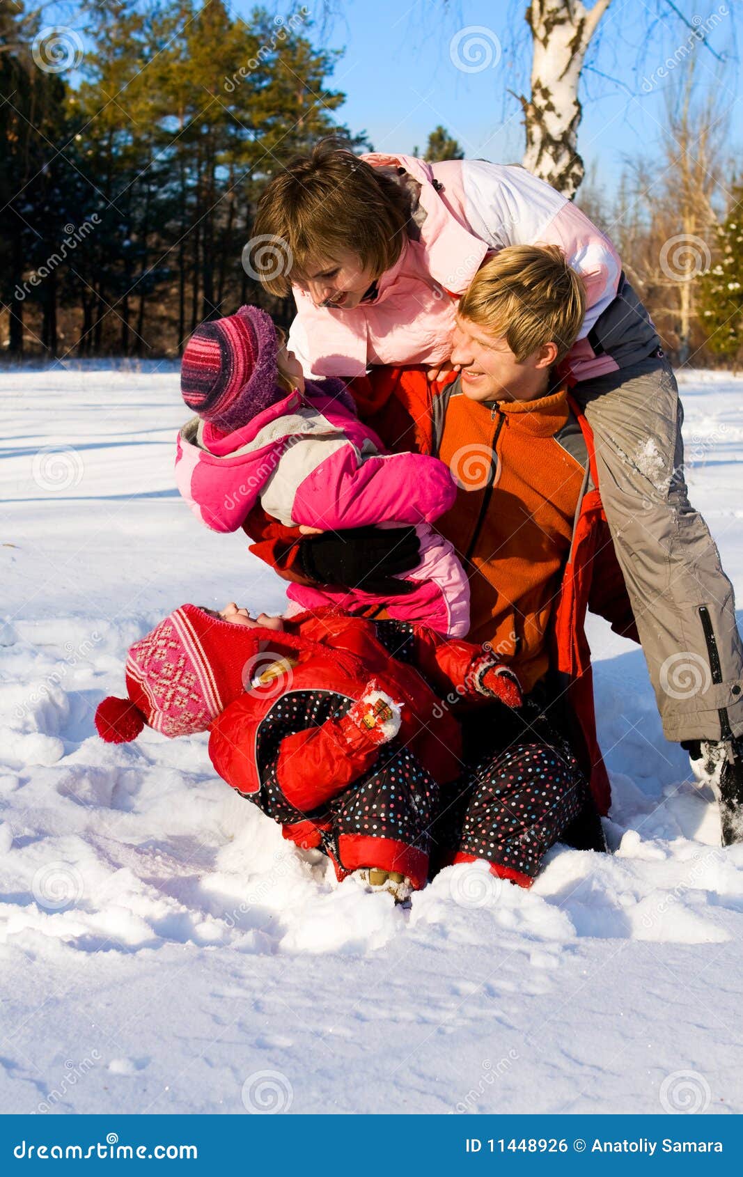 Winter family stock photo. Image of warm, girl, child - 11448926