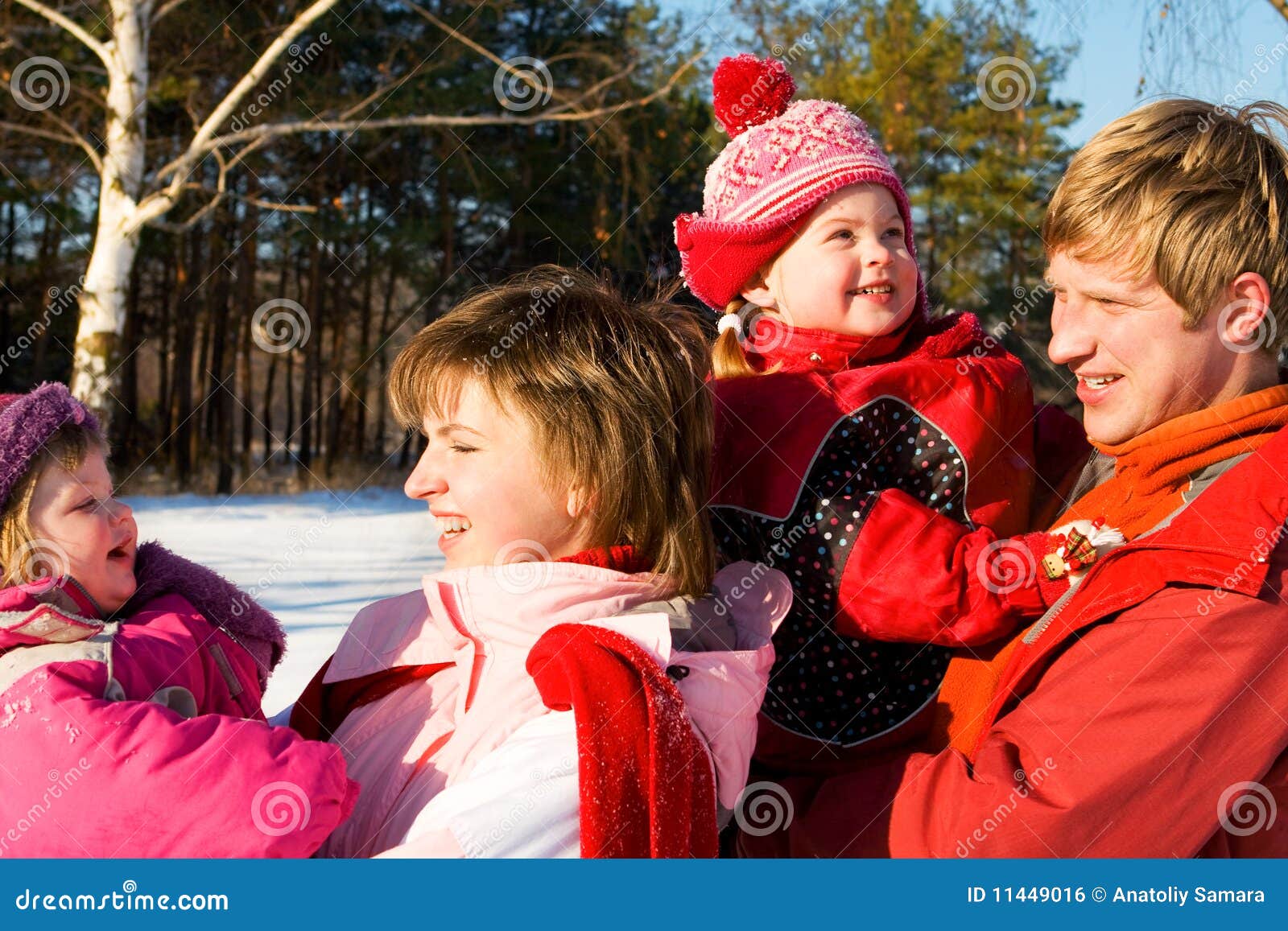 Winter family stock photo. Image of wood, female, snow - 11449016