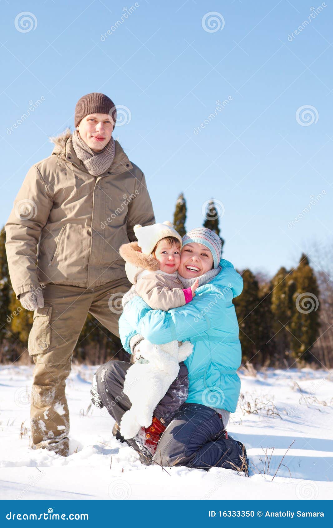 Winter family stock photo. Image of playful, happy, beautiful - 16333350