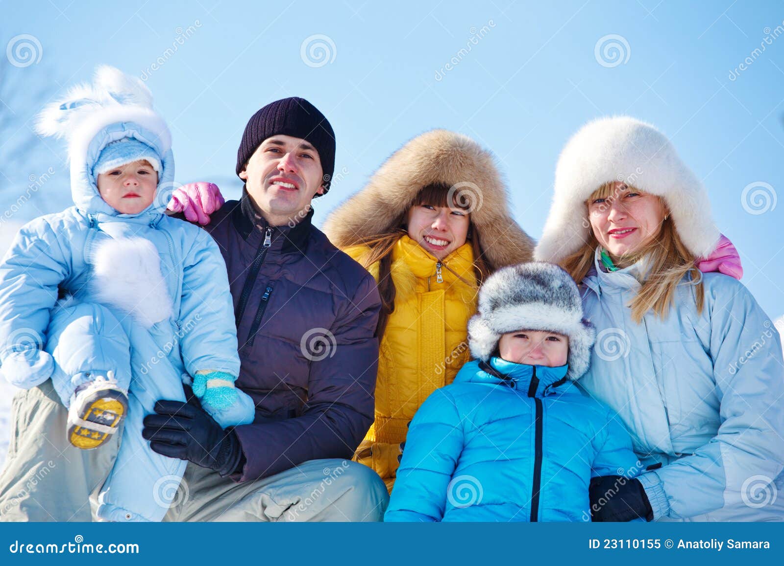 Winter family stock image. Image of cheerful, embracing - 23110155