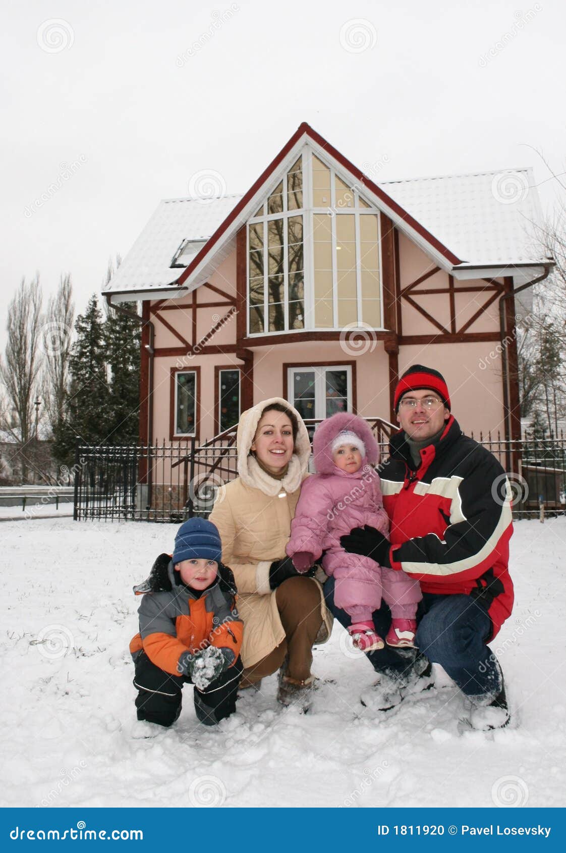 Winter family house stock photo. Image of child, couple - 1811920