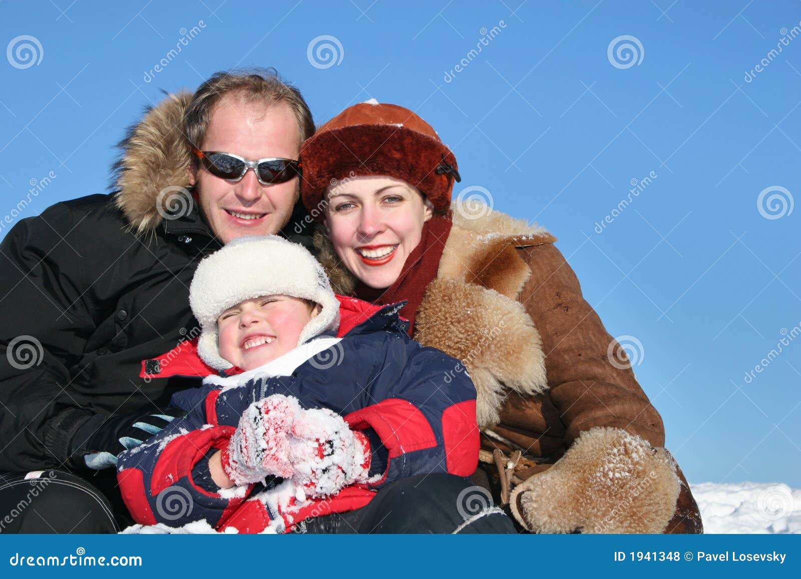 Winter family on snow2 stock photo. Image of family, season - 1941348