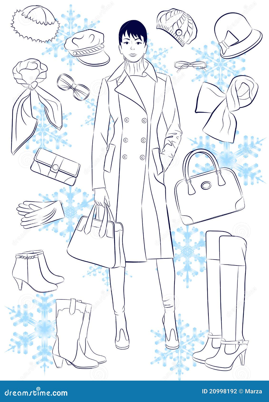Winter fashion stock illustration. Illustration of coat - 20998192