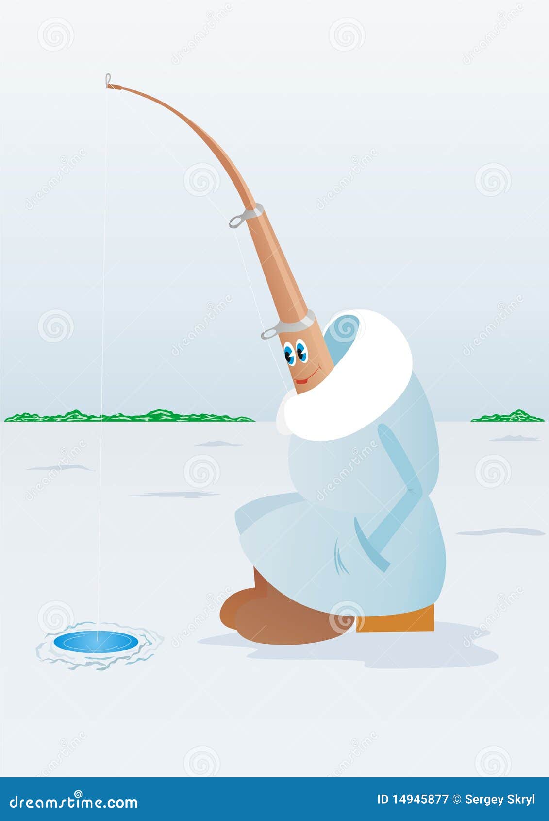 Winter fishing stock vector. Illustration of occupation - 14945877