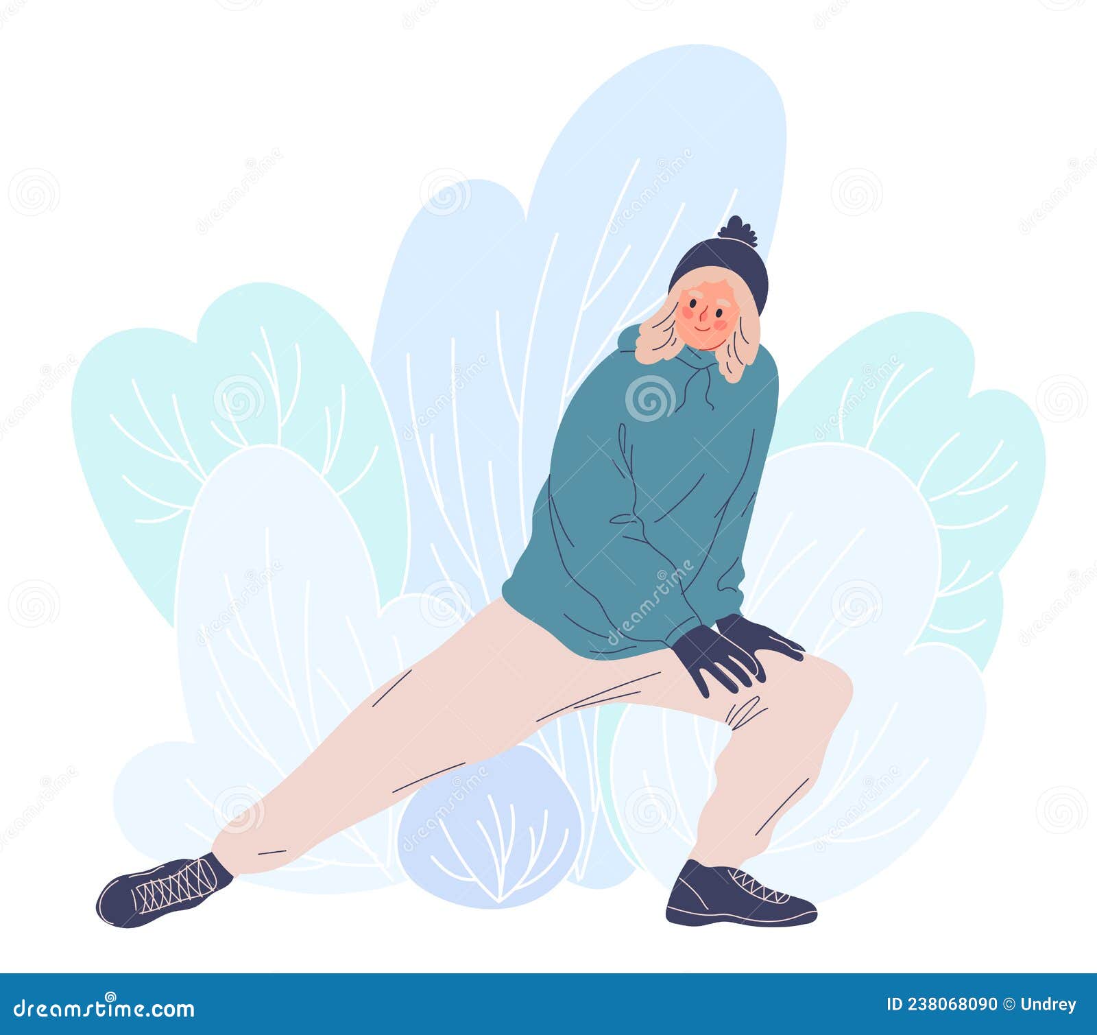 Warmup And Stretching Exercise. Chest Stretch Cartoon Vector ...