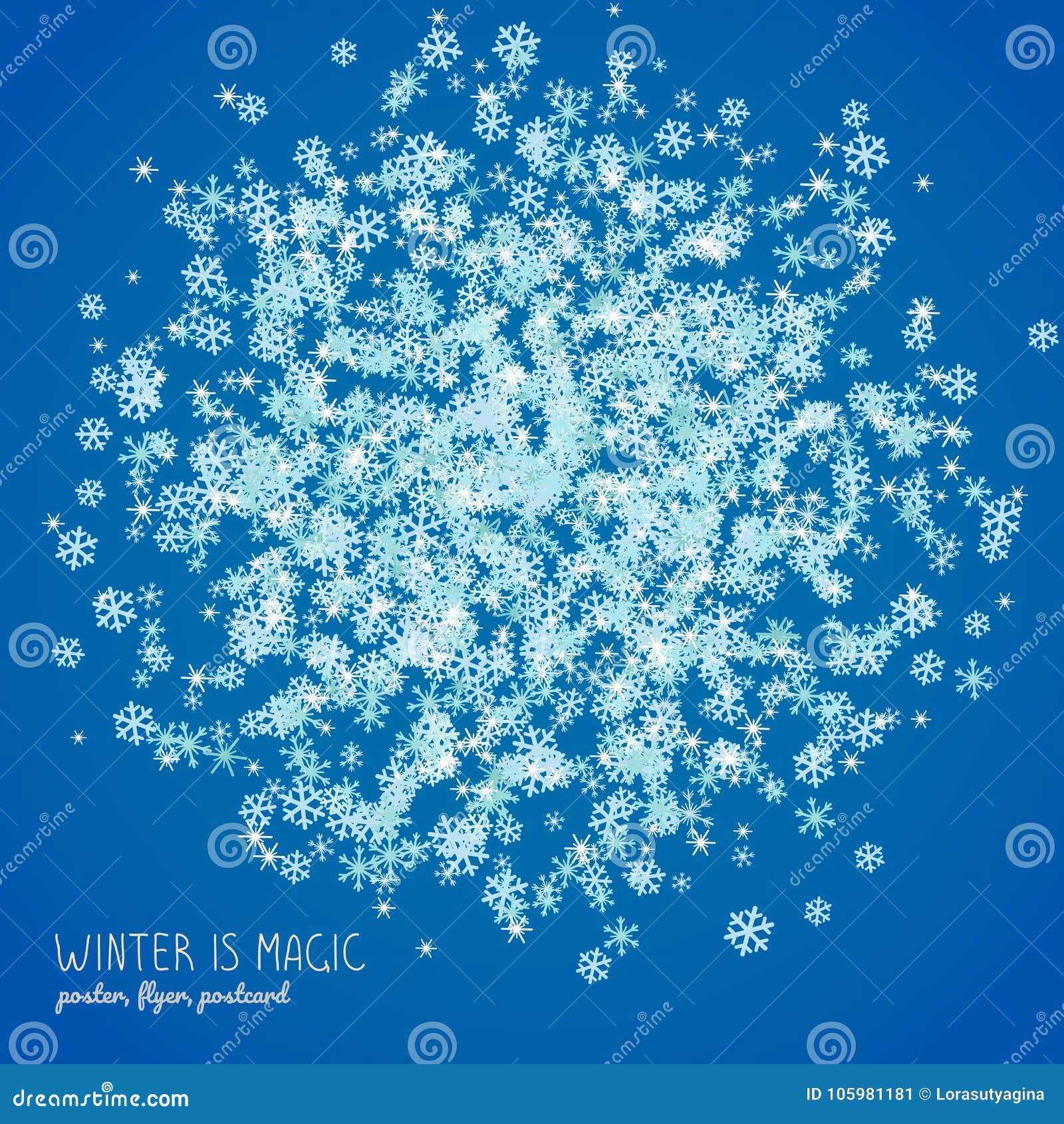 Winter Flyer in Cold Colors. Text Frame. Snowfall. Stock Vector ...