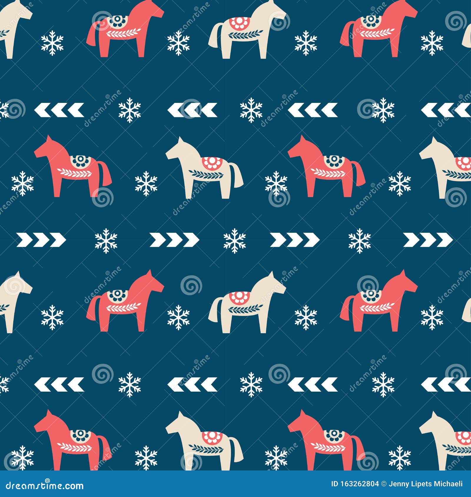 Winter Folk Art Seamless Pattern in Scandinavian, Nordic Style. Stock ... Winter Folk Art Seamless Pattern in Scandinavian, Nordic Style. Stock ...