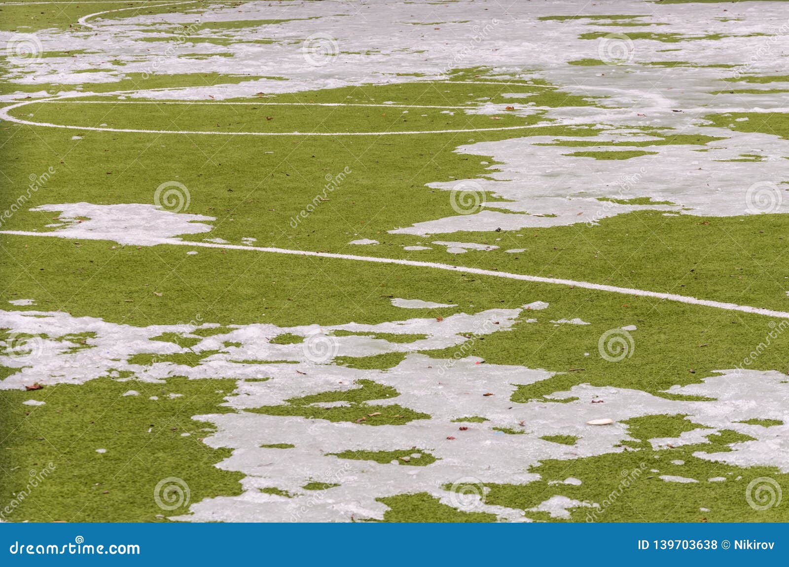Winter Football Stadium Covered with Snow Stock Photo - Image of ...