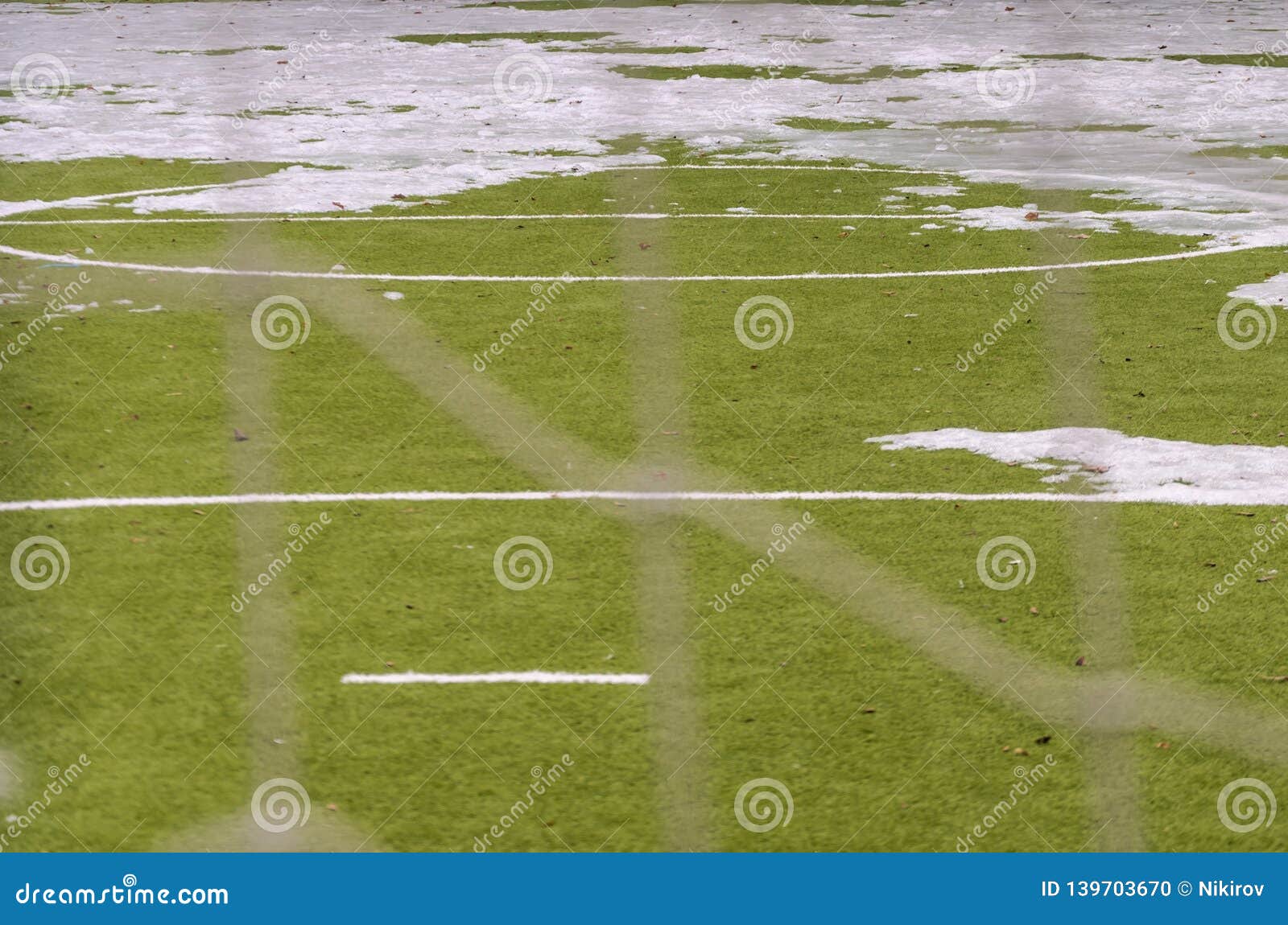 Winter Football Stadium Covered with Snow Stock Photo - Image of lines ...