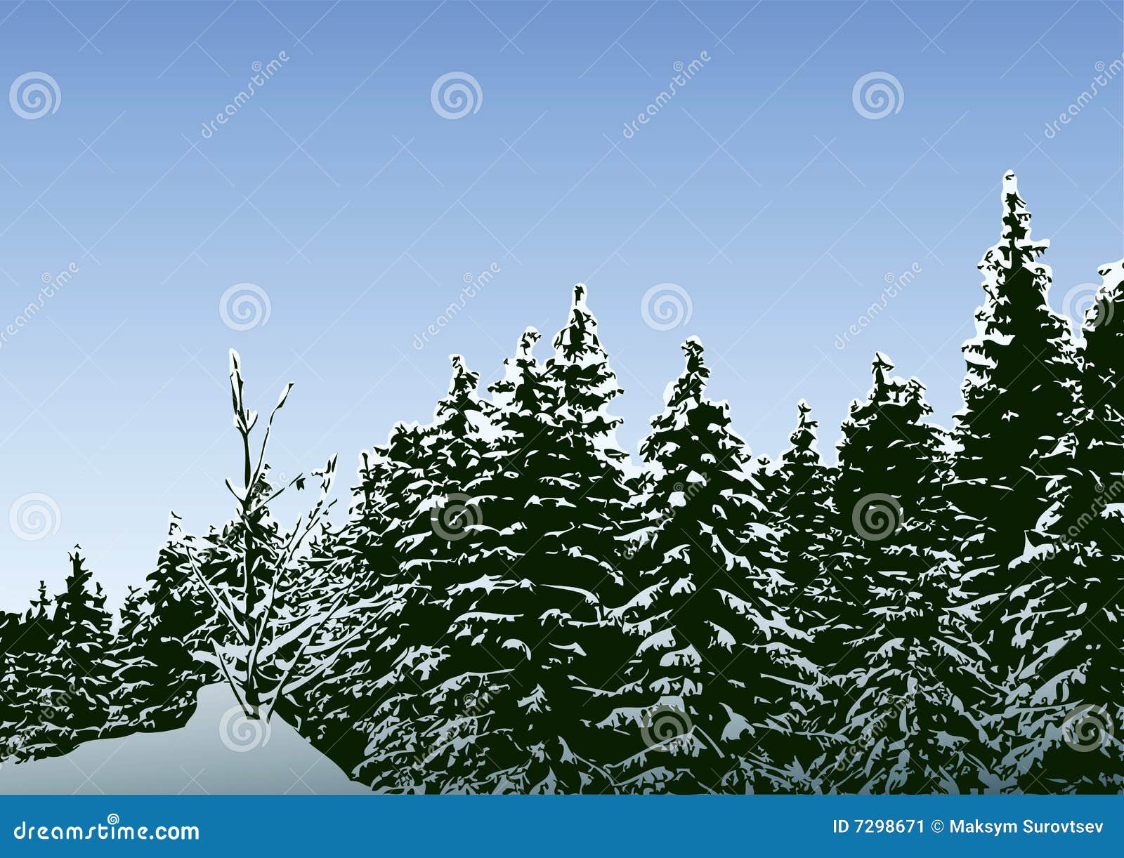Winter forest stock vector. Illustration of frost, climate - 7298671