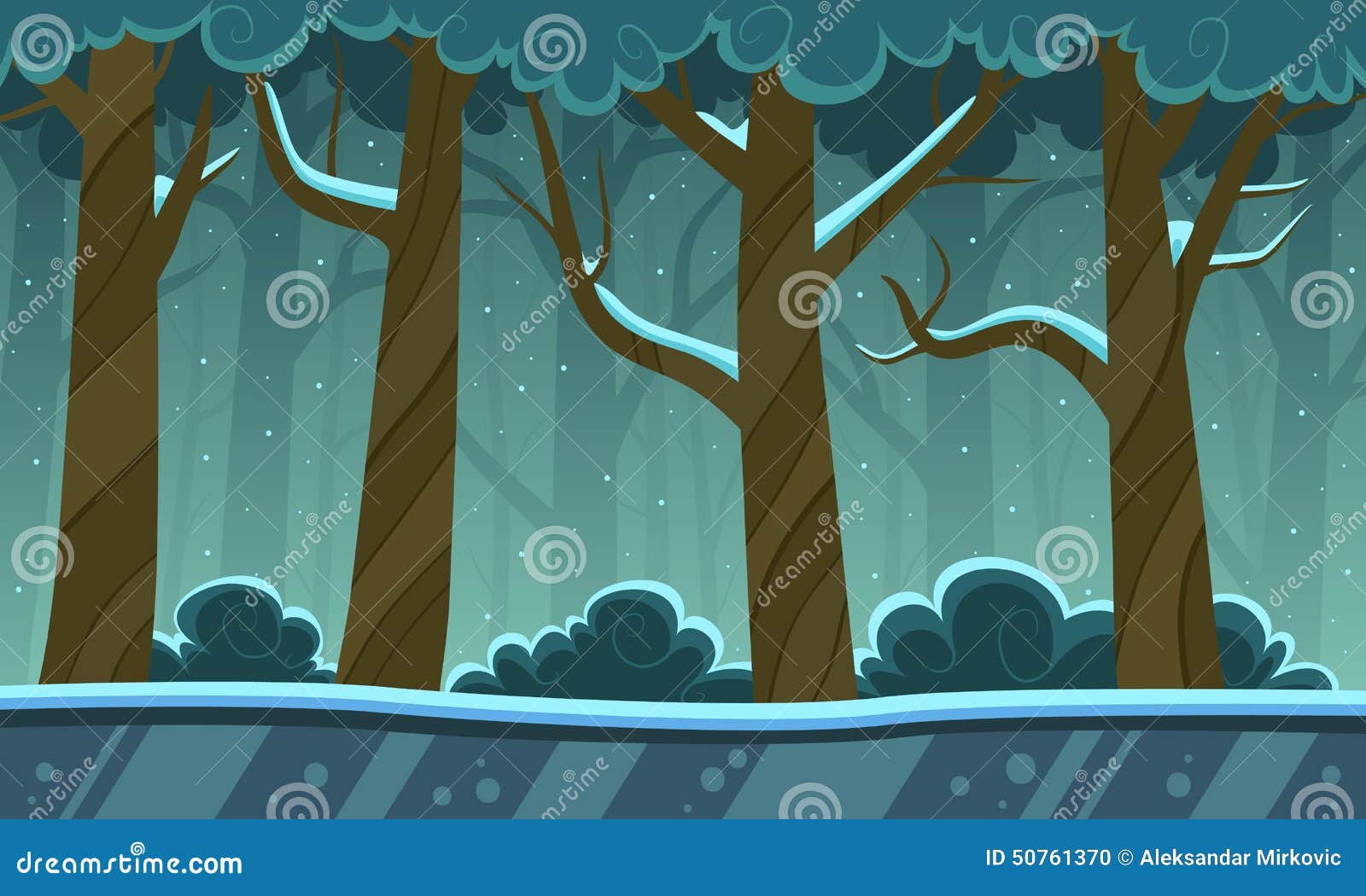Winter Forest Cartoon Background Stock Vector - Illustration of ...