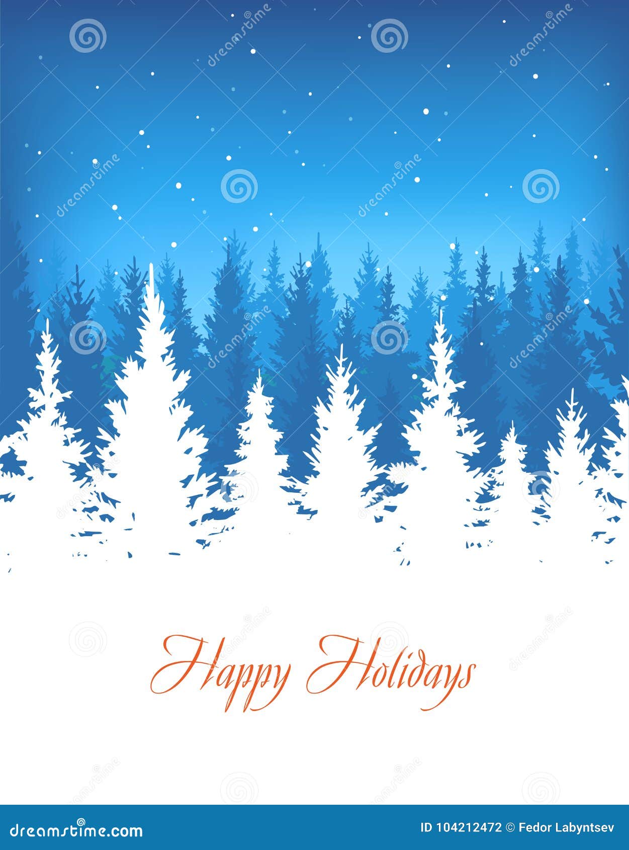 Winter Forest Landscape Illustration. Stock Vector - Illustration of ...