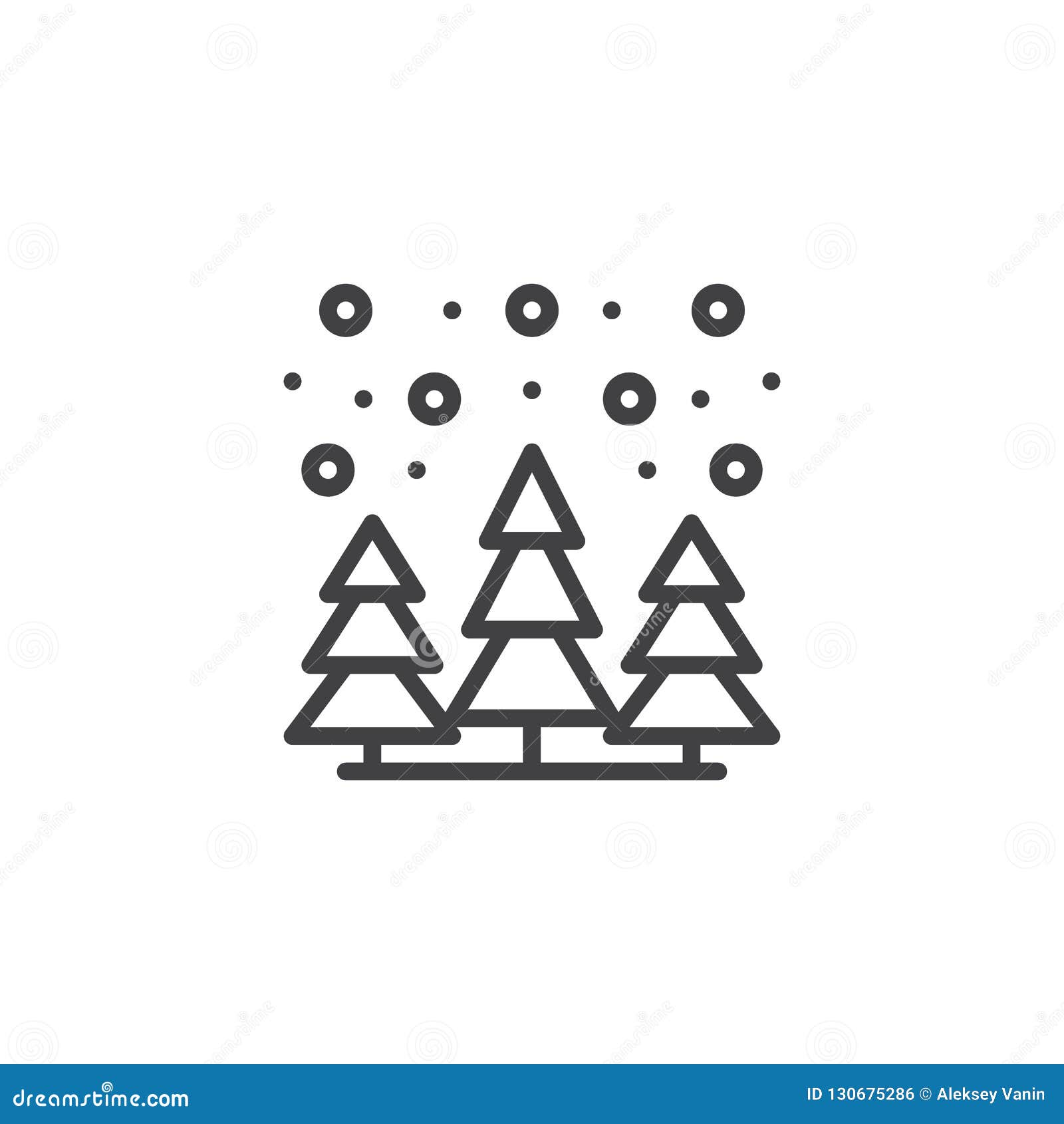 Winter forest outline icon stock vector. Illustration of stroke - 130675286