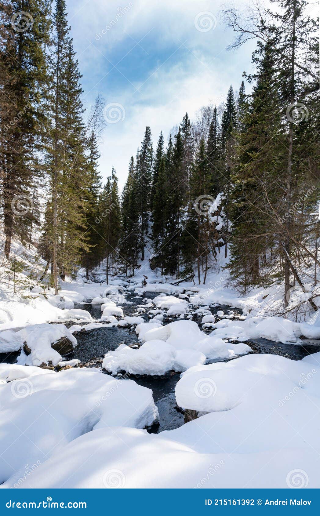 Winter Forest River Landscape Stock Photo - Image of beautiful, snowy ...
