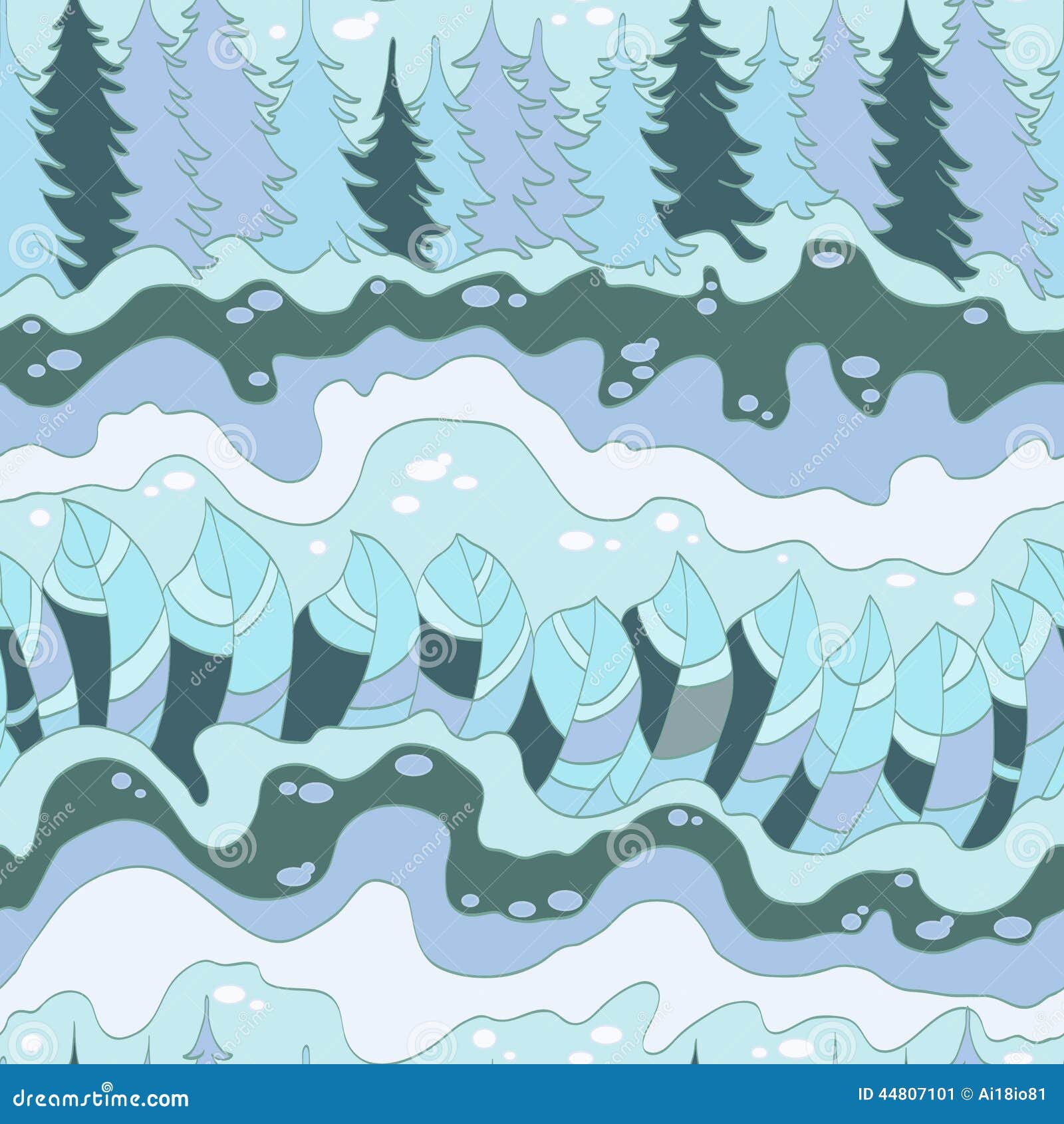 Winter Forest and River Seamless Pattern Stock Illustration ...