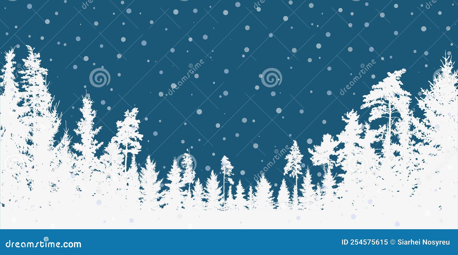 Winter Forest with Snow. Silhouettes of Fir Trees, Pines Stock Vector ...