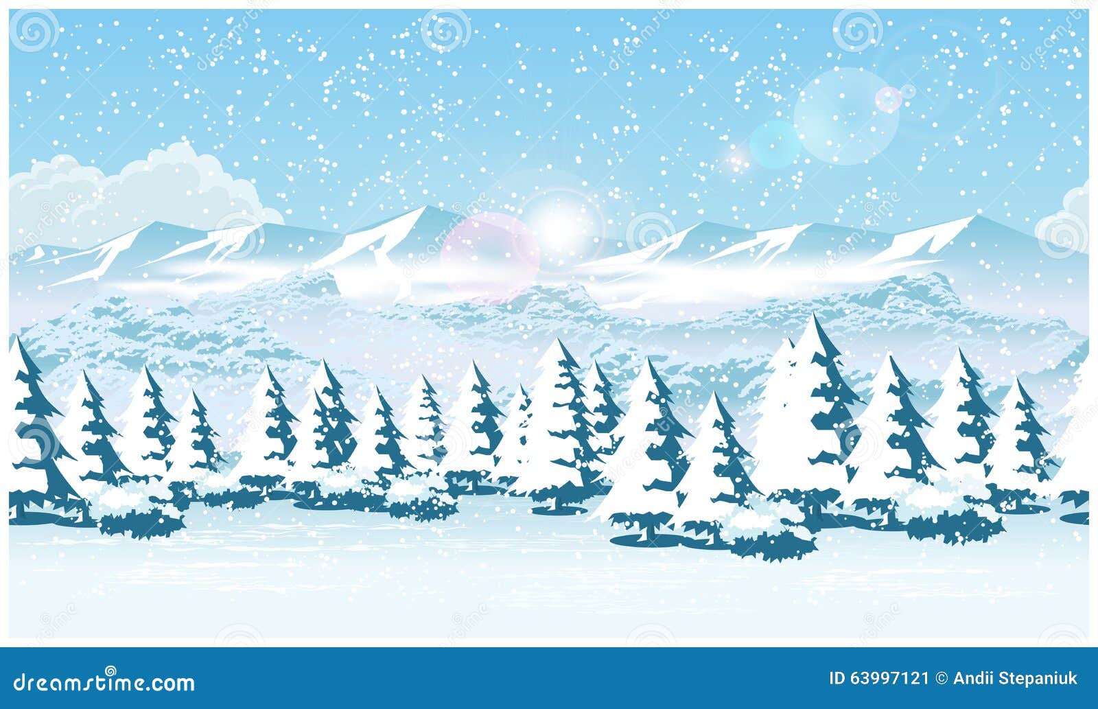Winter forest stock vector. Illustration of canada, background - 63997121