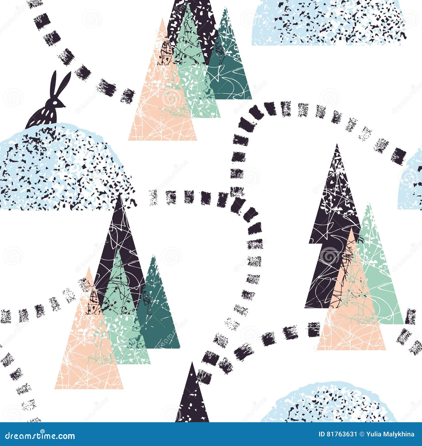 Winter Forest Trail Pattern Stock Vector - Illustration of draw ...