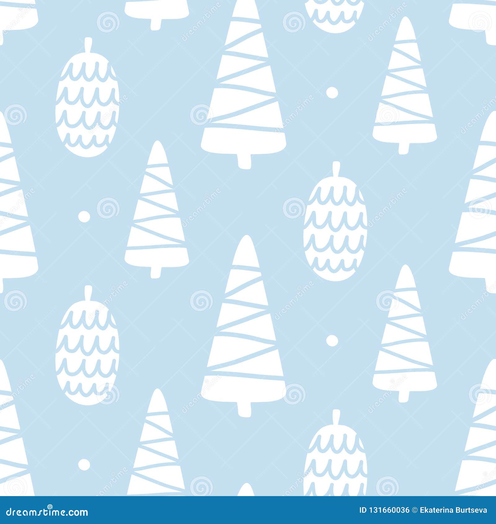 Winter Forest Tree Doodles Seamless Pattern Stock Vector - Illustration ...