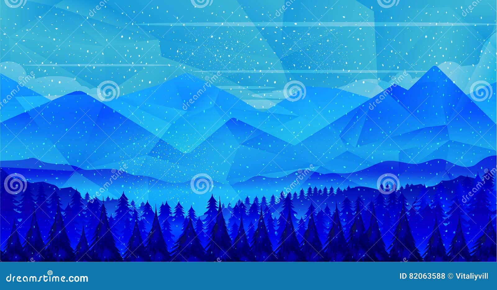 Winter Forest, Vector Background Low Poly Style Stock Vector ...