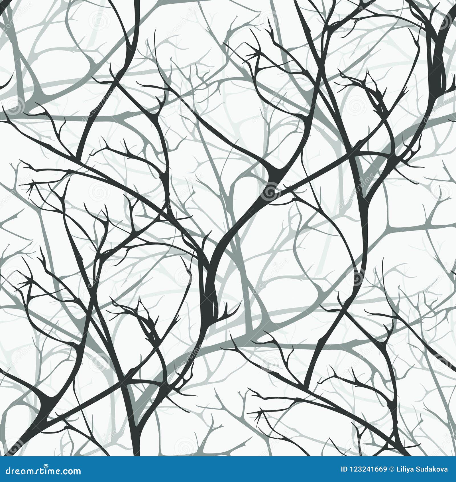 Winter Forest Vector Seamless Pattern of Branches Texture Wood ...