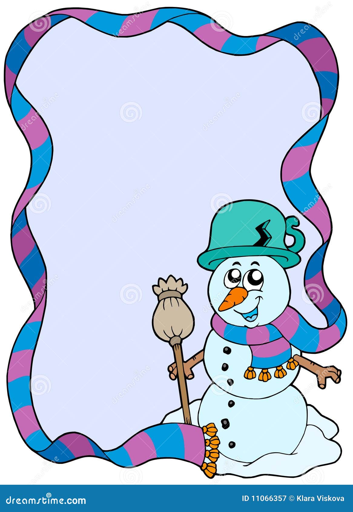 Winter Frame with Cartoon Snowman Stock Vector - Illustration of ...