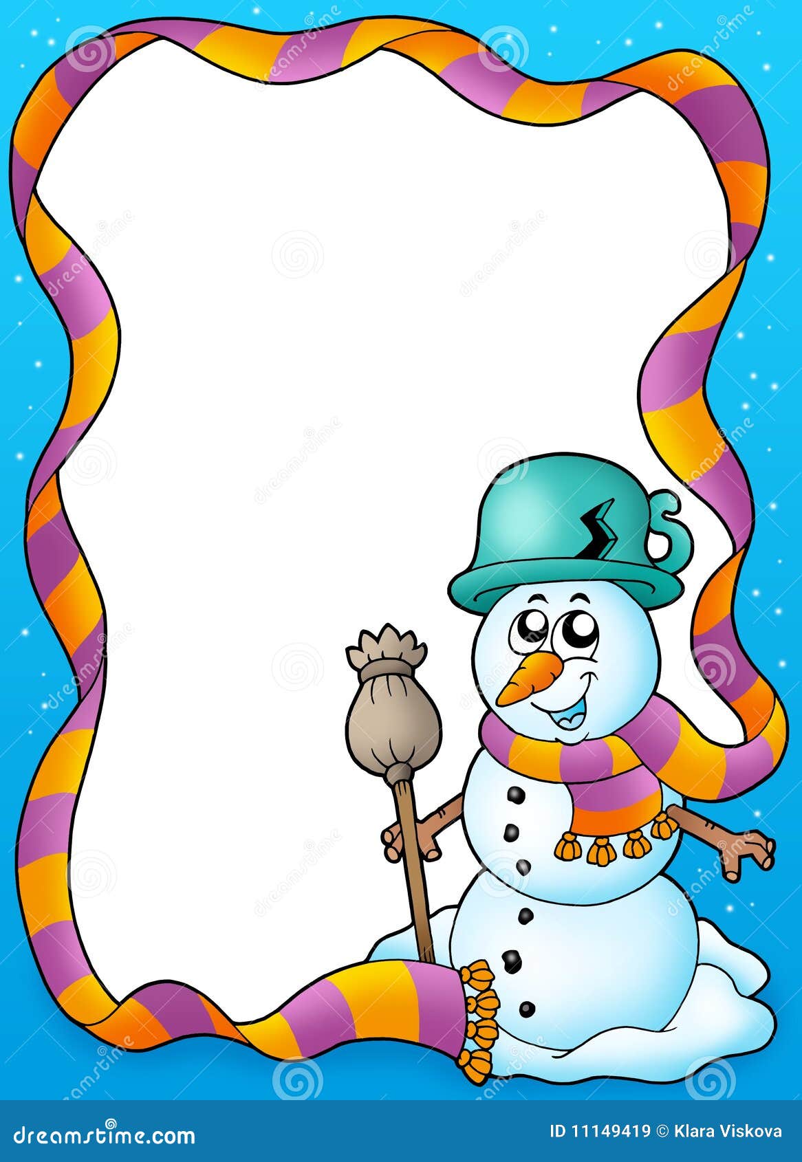 Winter Frame with Cute Snowman Stock Illustration - Illustration of ...