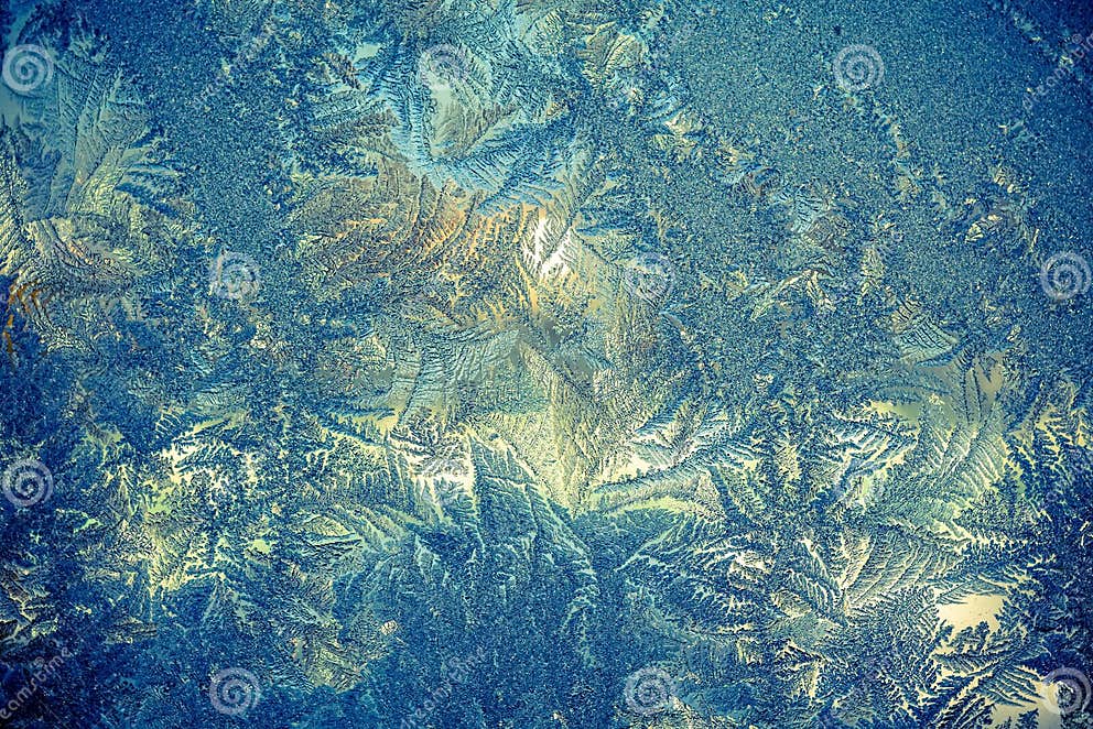 Winter Frost Patterns on Window Retro Stock Photo - Image of glass ...