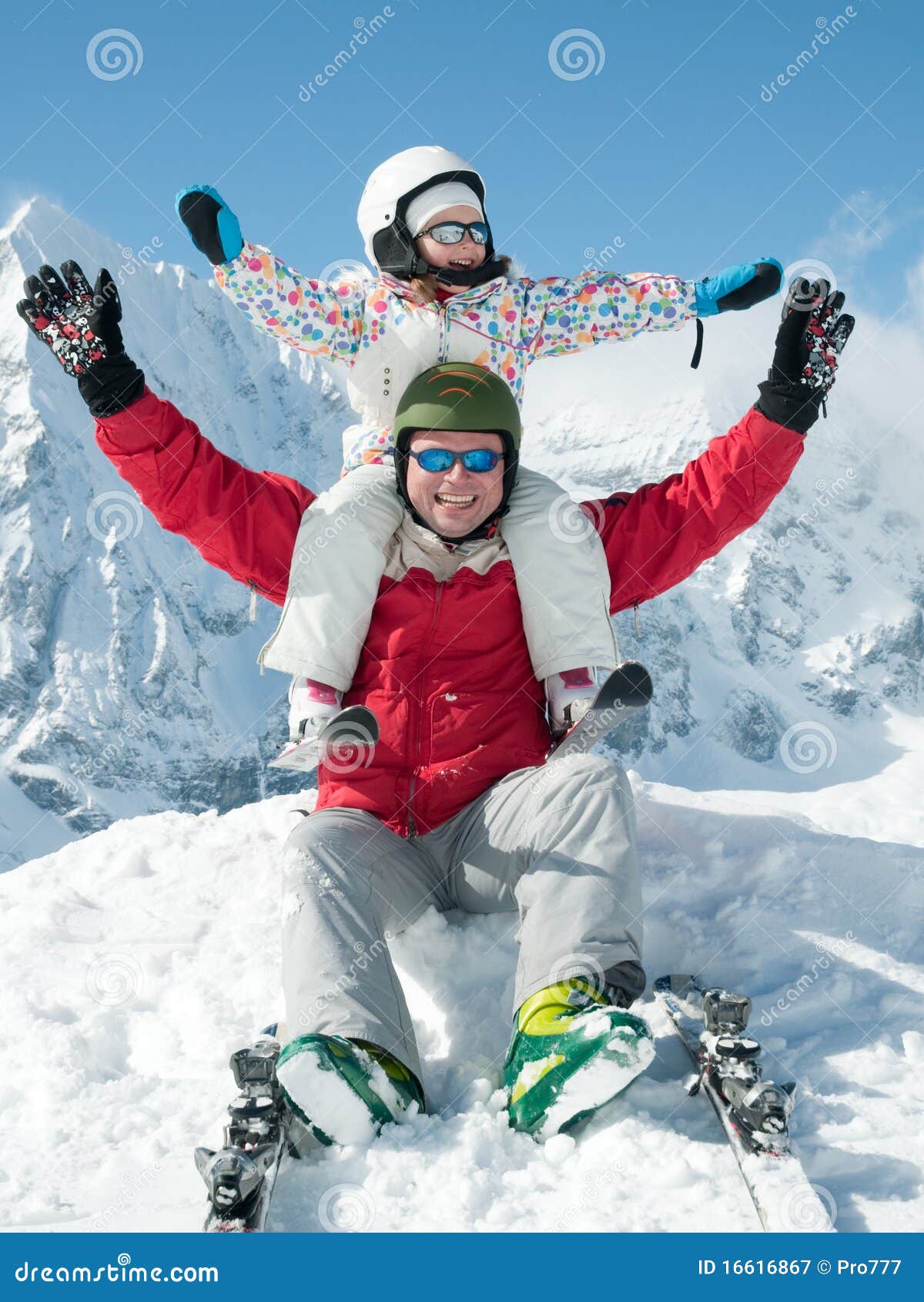 Winter fun stock image. Image of parent, alps, daughter - 16616867