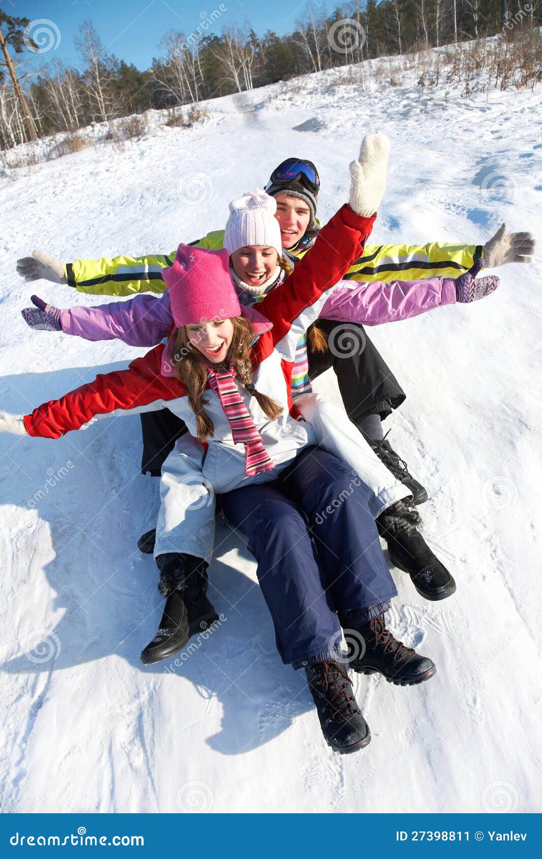 Winter fun stock image. Image of friendship, snow, skiers - 27398811