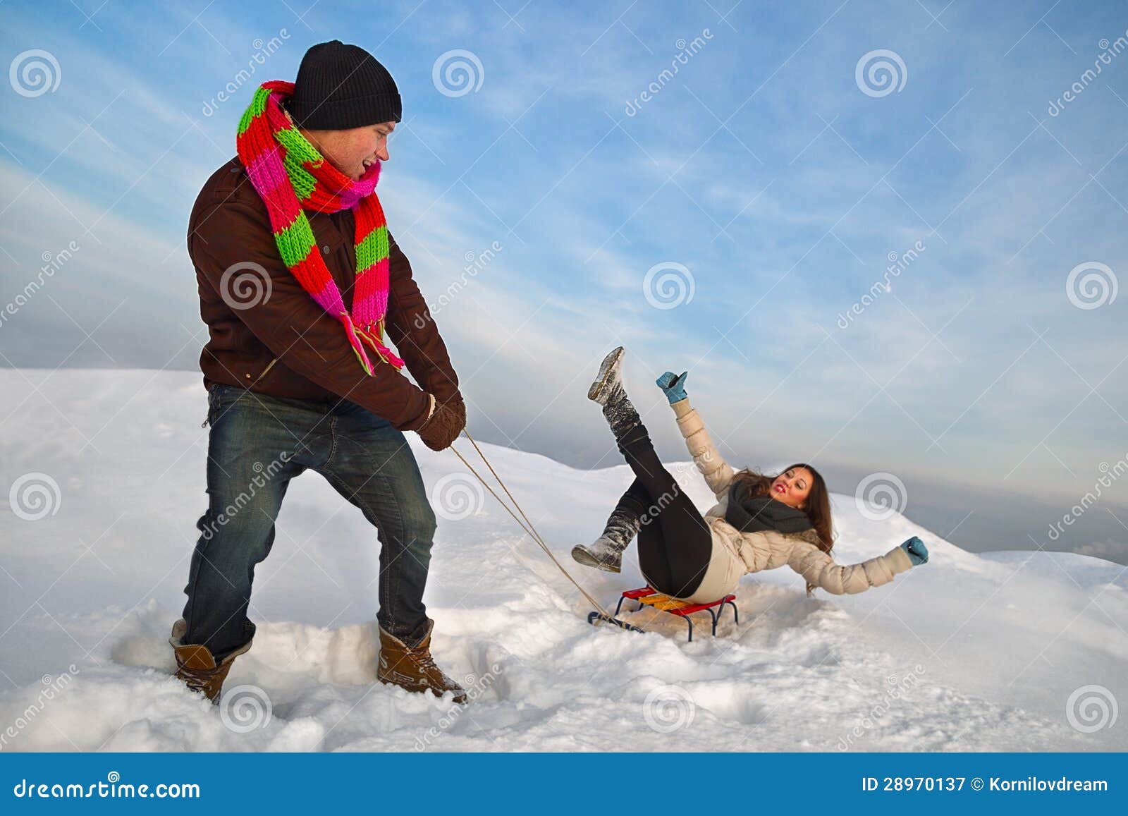 Winter fun stock image. Image of cute, positive, boyfriend - 28970137