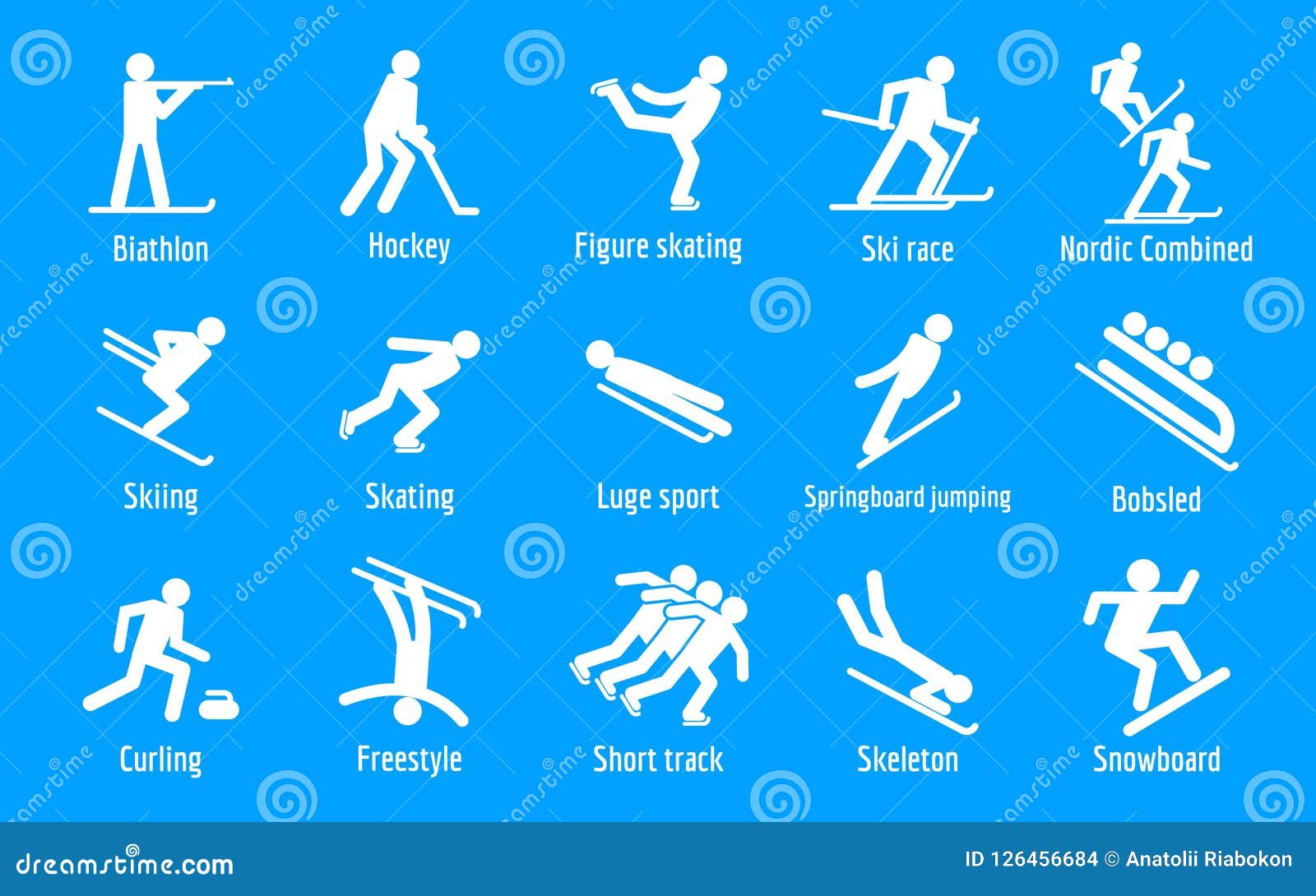Winter Games Icons Set, Simple Style Stock Vector - Illustration of ...