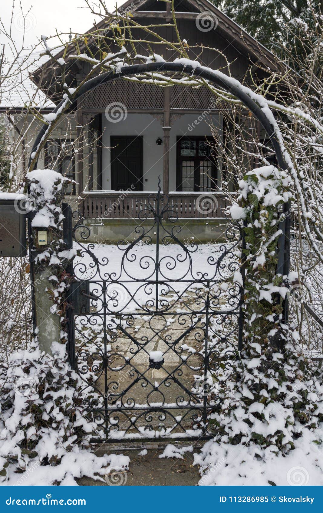 Winter gate stock image. Image of gate, countryside - 113286985