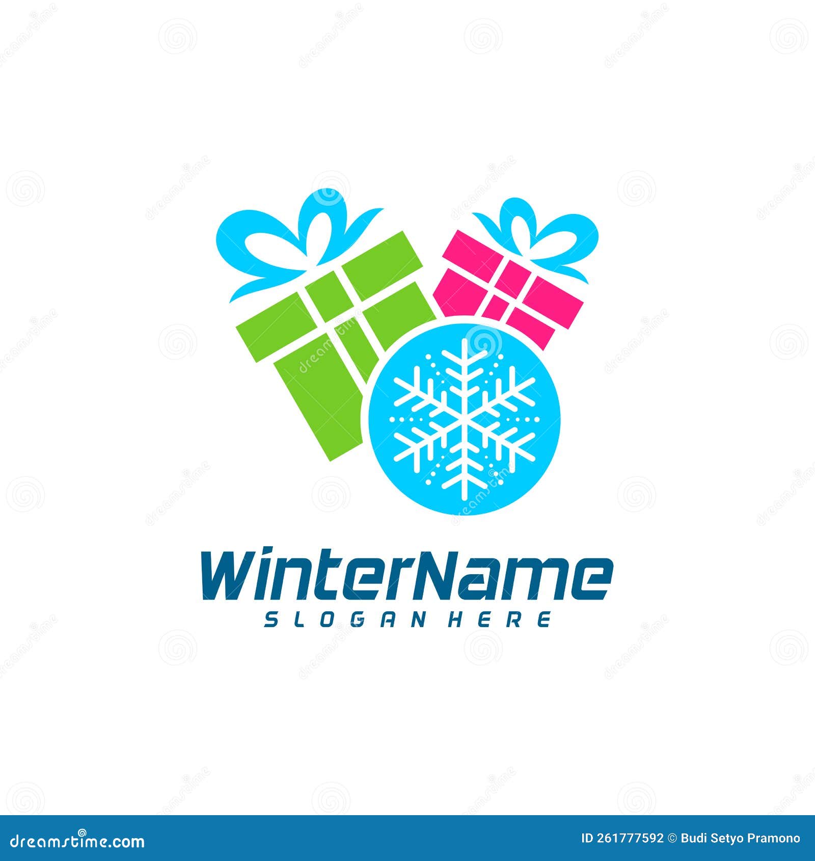 Winter Gift Logo Template, Gift Winter Logo Design Vector Stock ...