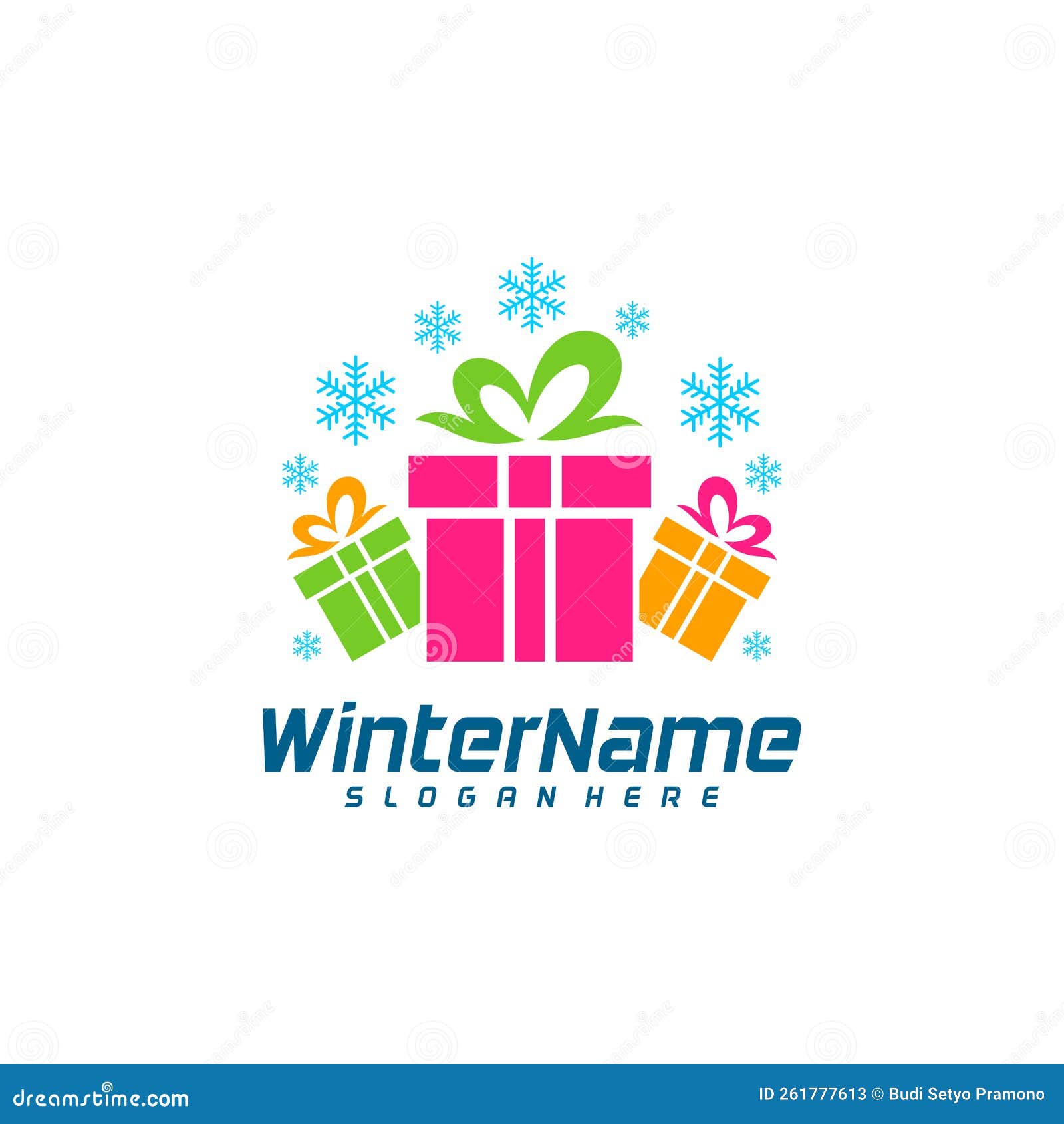 Winter Gift Logo Template, Gift Winter Logo Design Vector Stock ...