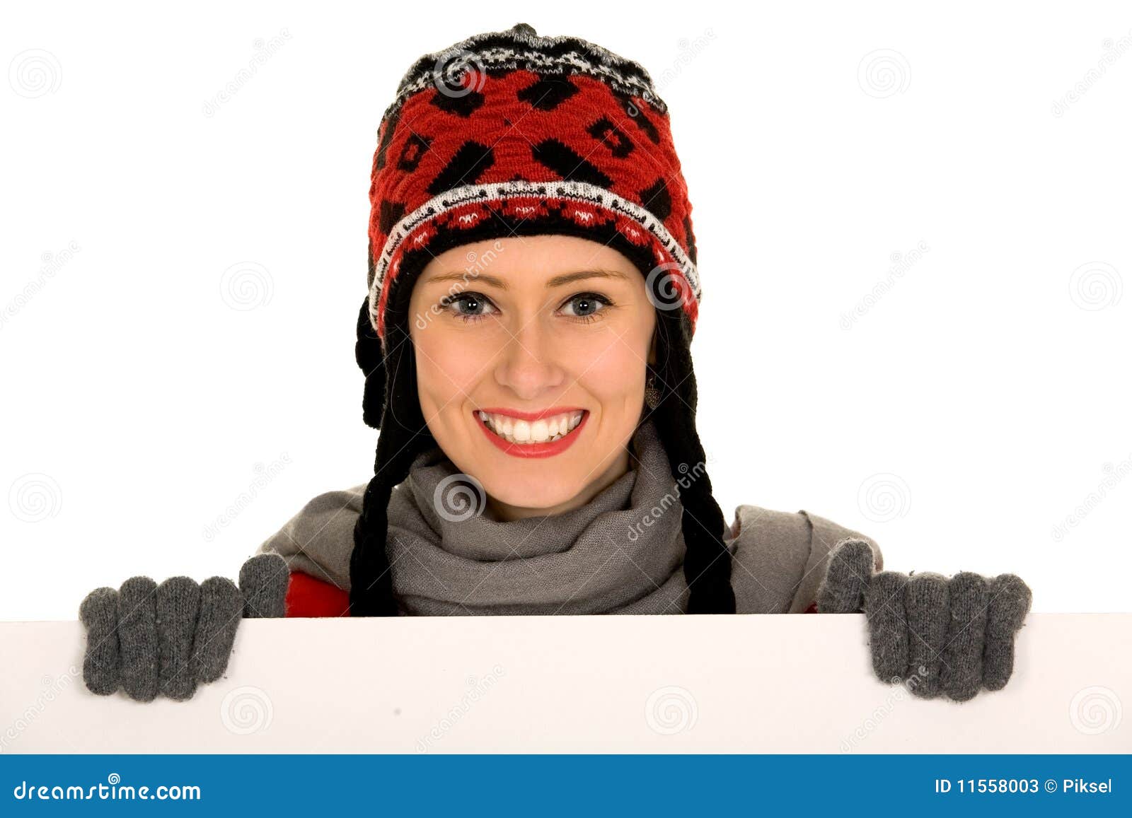 Winter Girl Holding Blank Sign Stock Image - Image of blank ...
