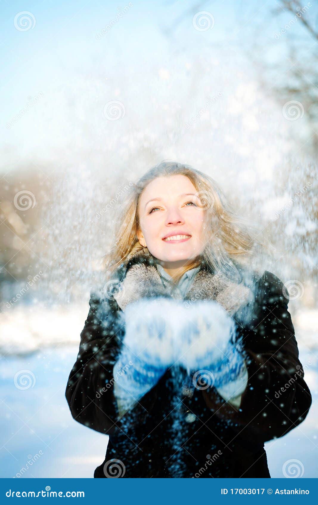 Winter Girl with Many Snowflakes Stock Image - Image of christmas ...