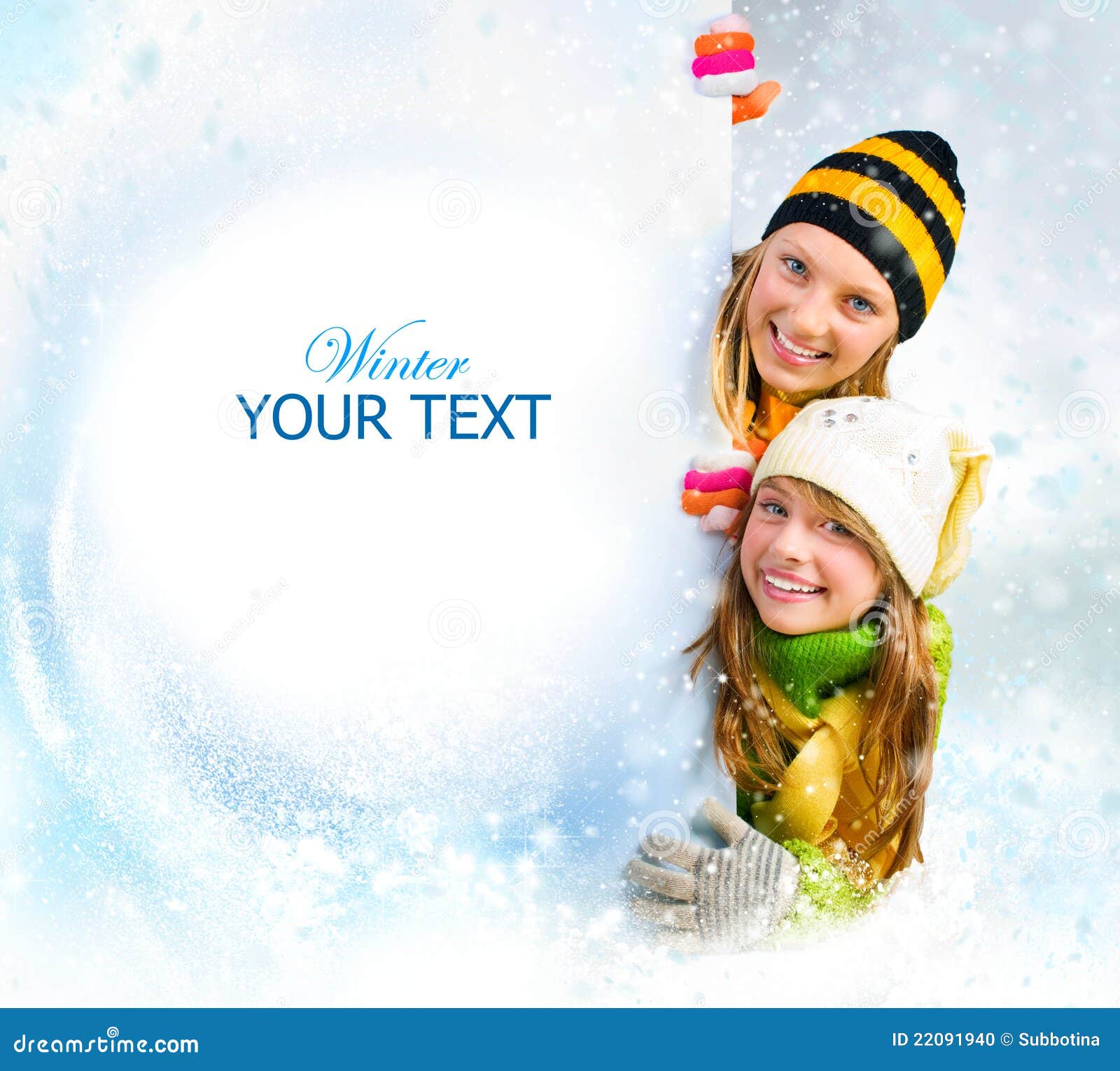 Winter Girls.Snow stock photo. Image of group, gift, friend - 22091940