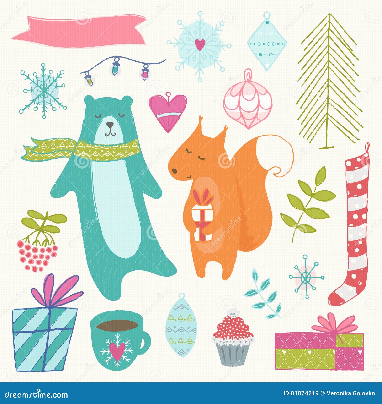 Winter Hand Drawn Elements Collection Stock Vector - Illustration of ...