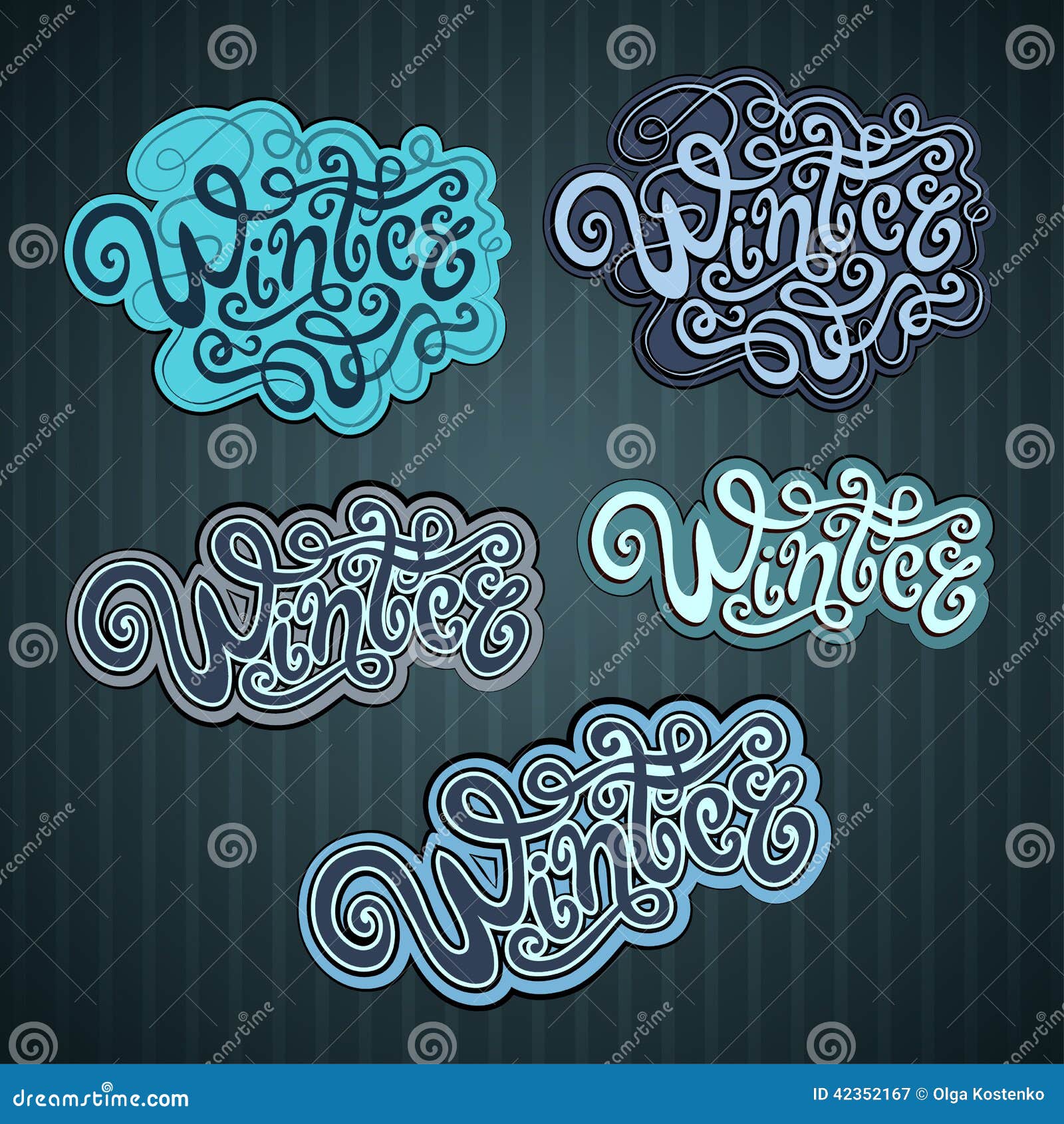Winter hand lettering stock vector. Illustration of curl - 42352167