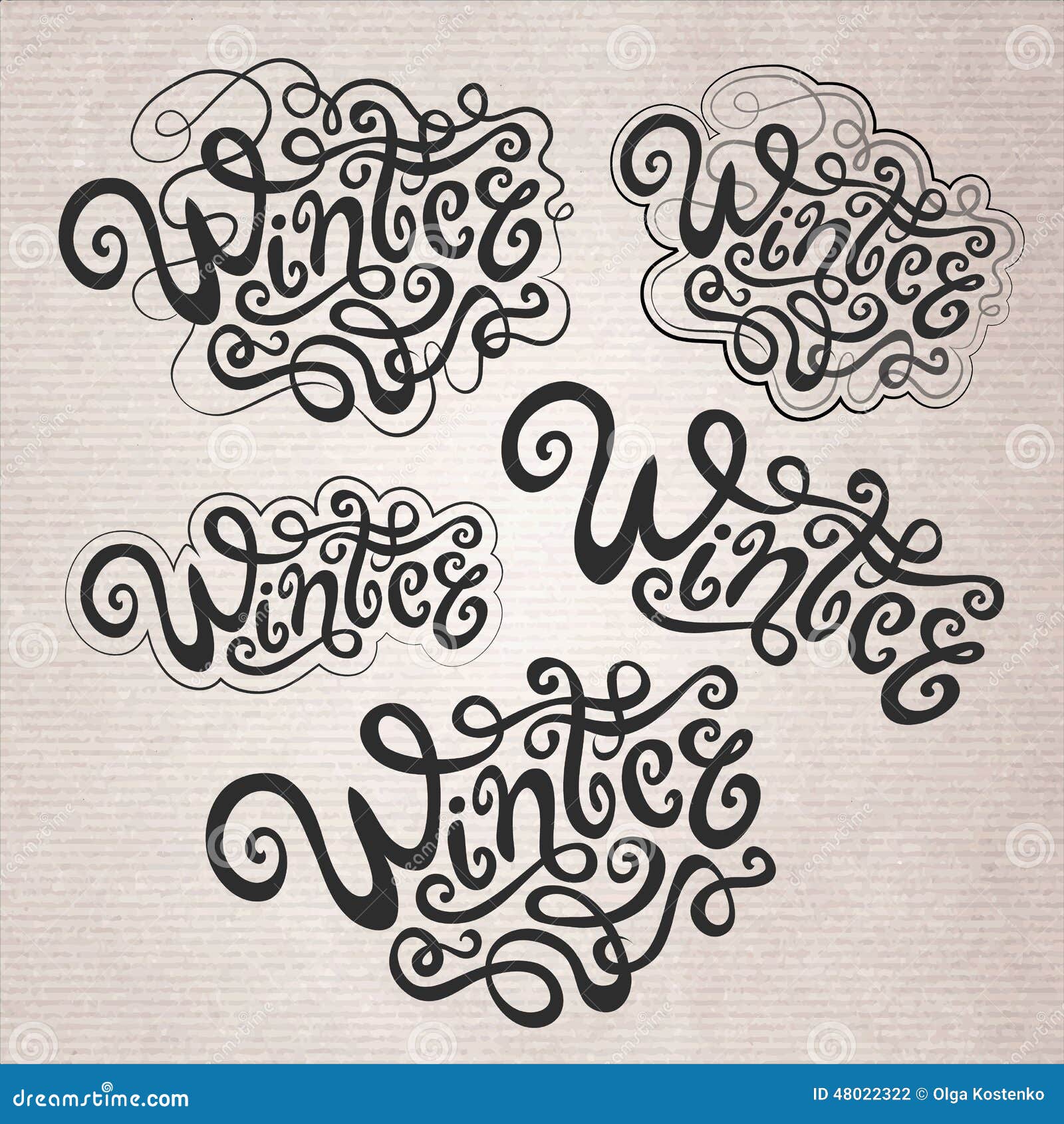 Winter hand lettering set stock vector. Illustration of january - 48022322